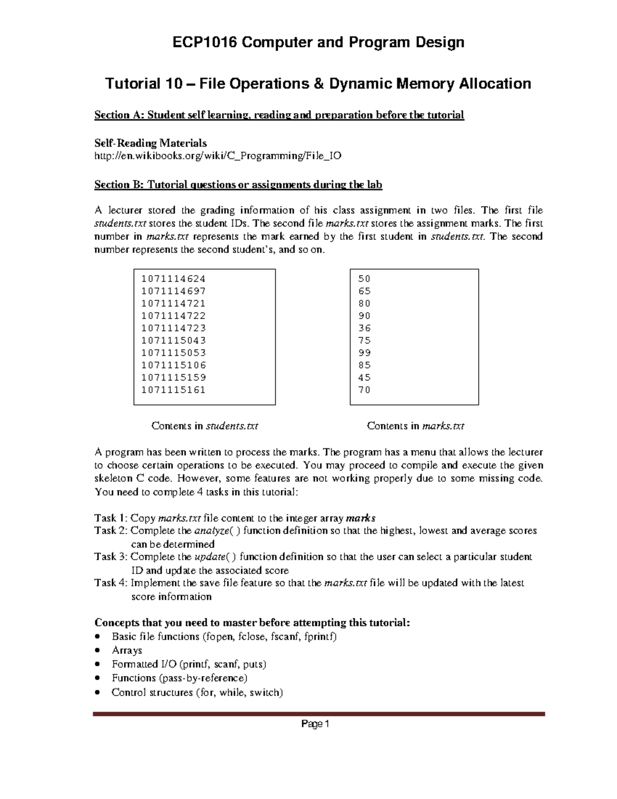 2014 Tutorial 10 - Dr. Md. Jakir Hossen - ECP1016 Computer and Program ...