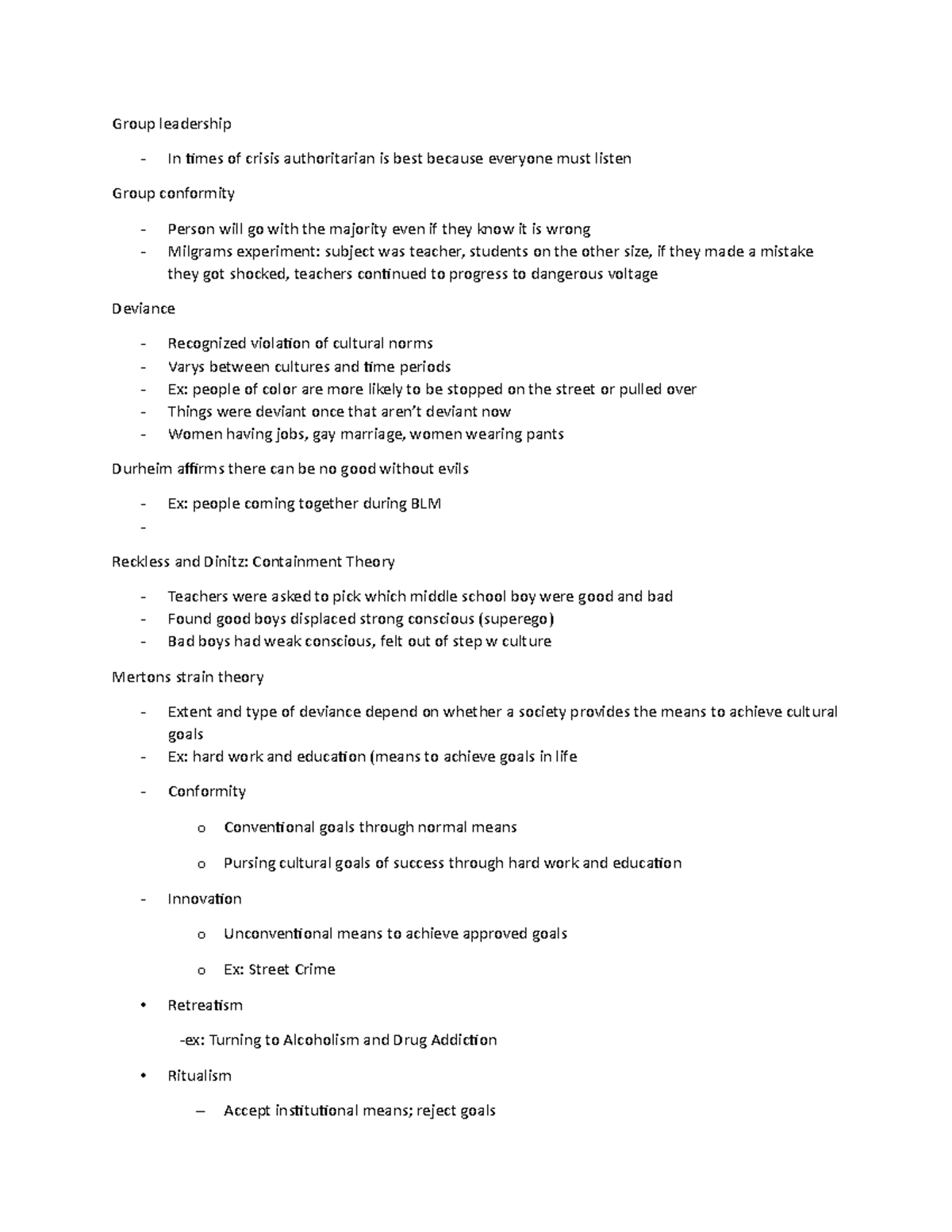 Sociology ch 7 - Group leadership - In times of crisis authoritarian is ...