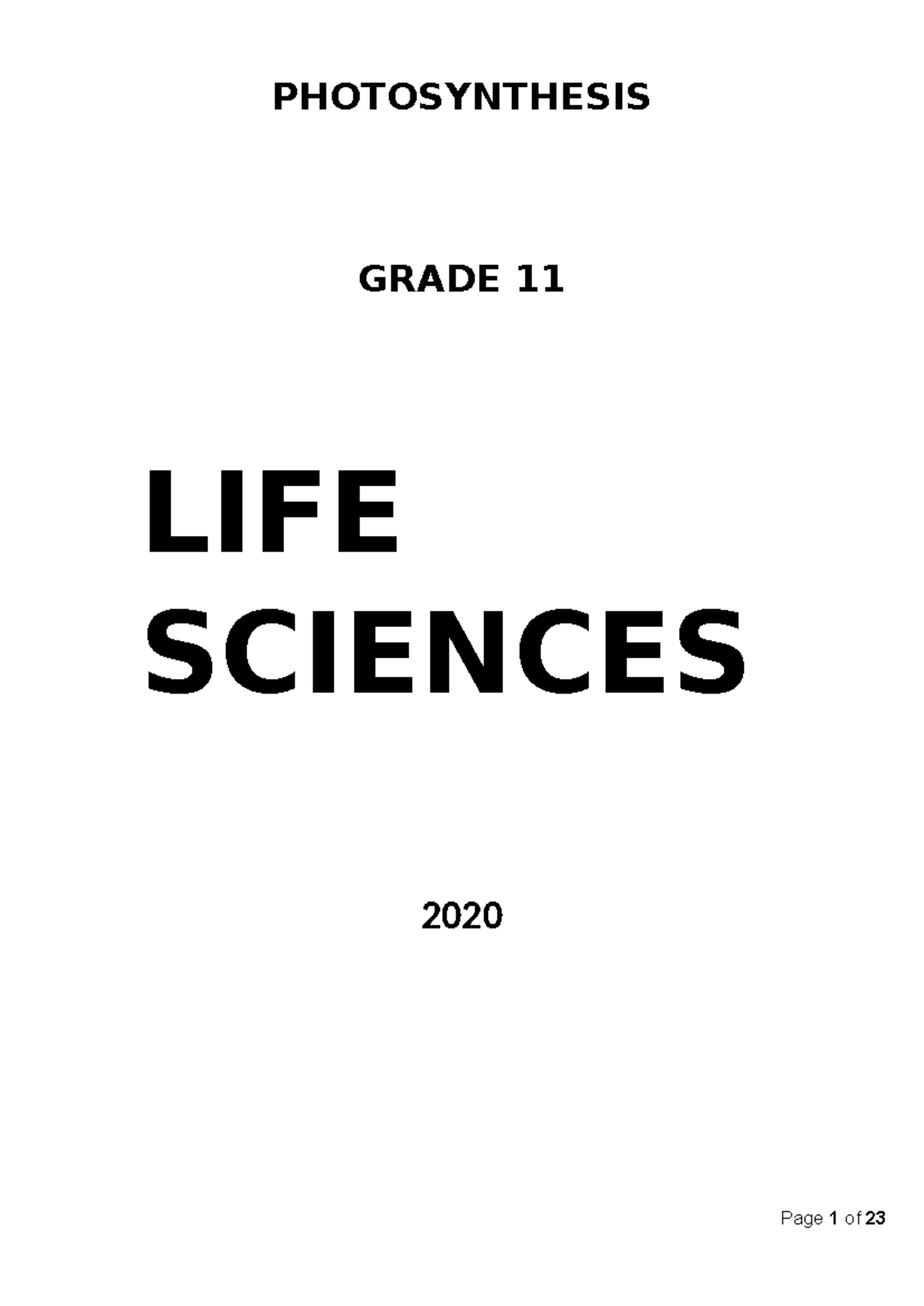 Grade 11 Photosynthesis Questions AND Answers 2024 - PHOTOSYNTHESIS ...
