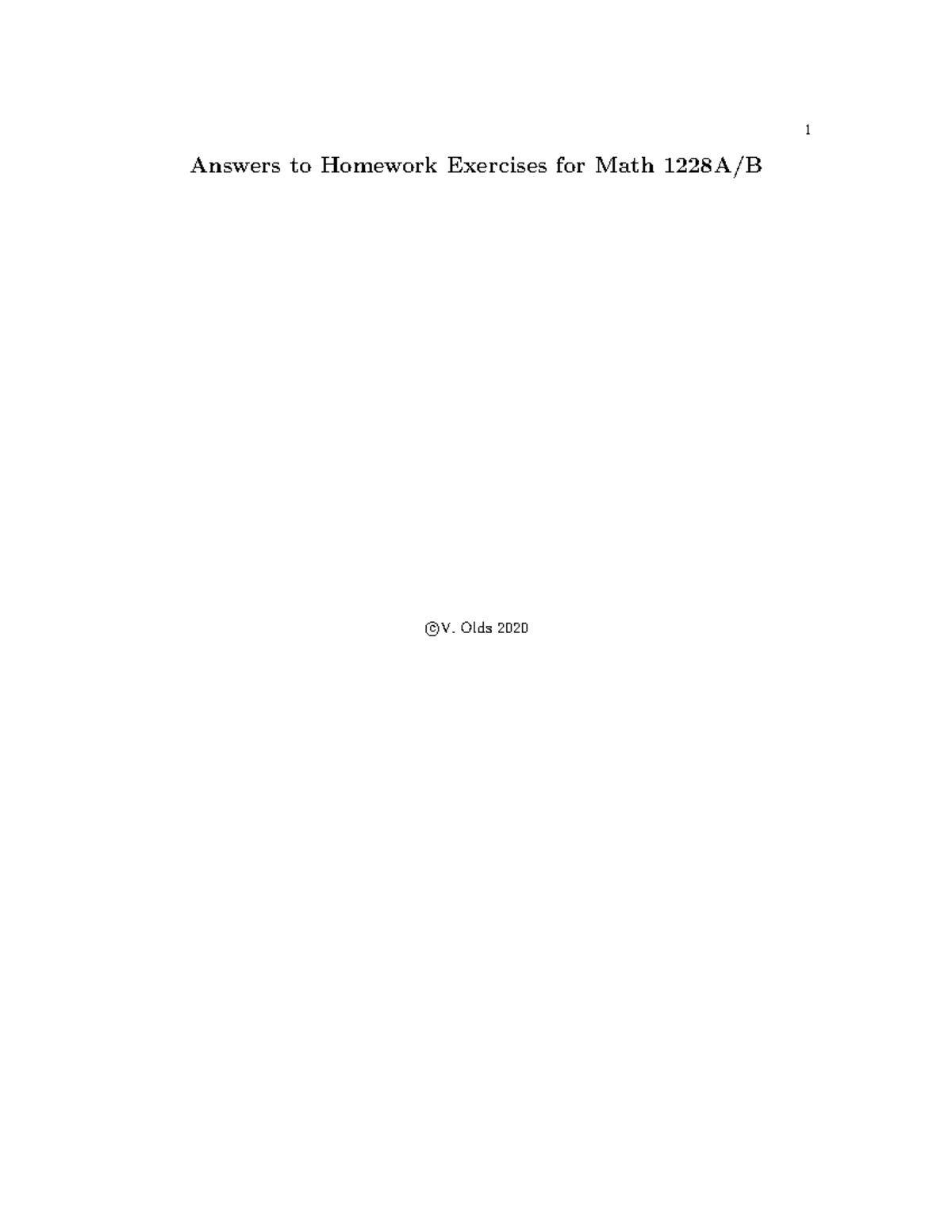 Chapter 1-4 Answers to Homework Exercises for Math 1228A - Answers to Homework Exercises for ...