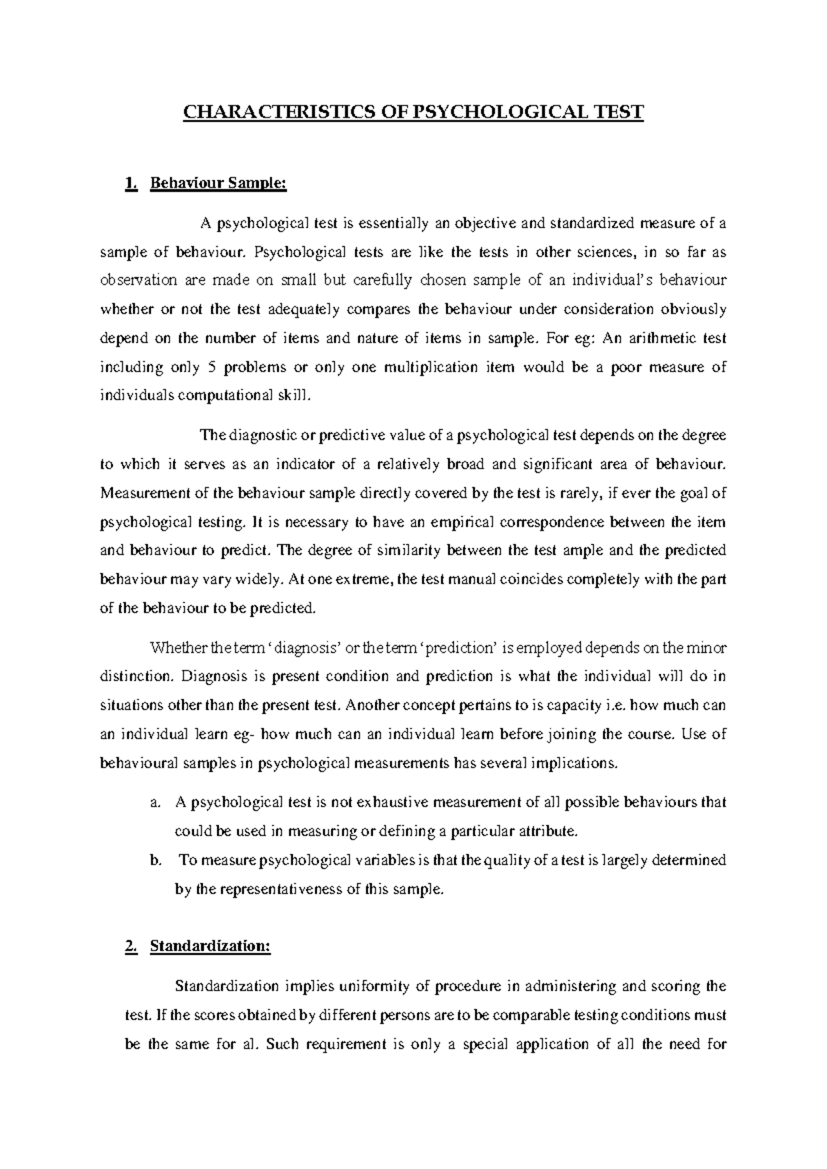 Characteristic - Summary clinical psychology - CHARACTERISTICS OF ...