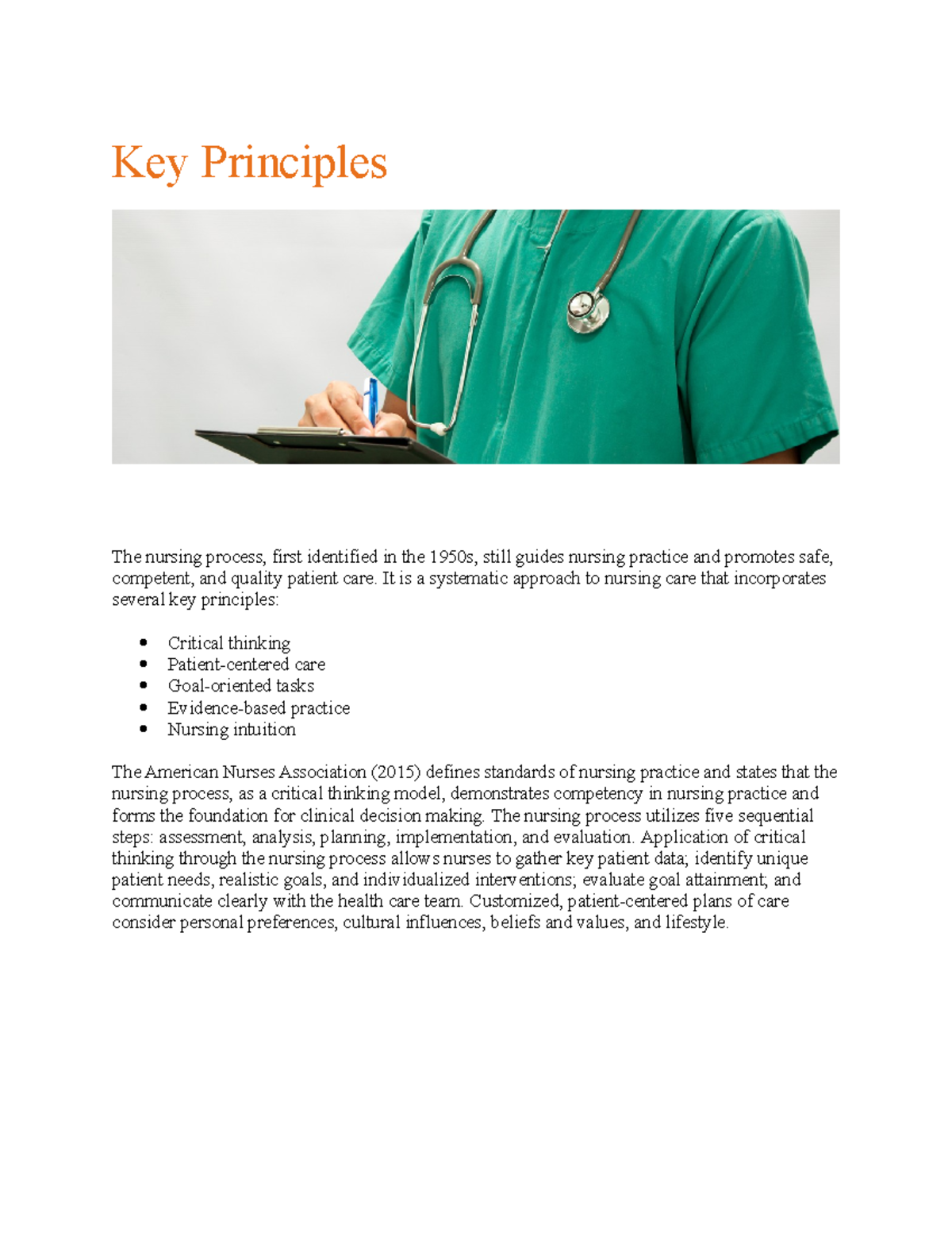 Chapter 16 Assessment Lecture Notes Key Principles The Nursing