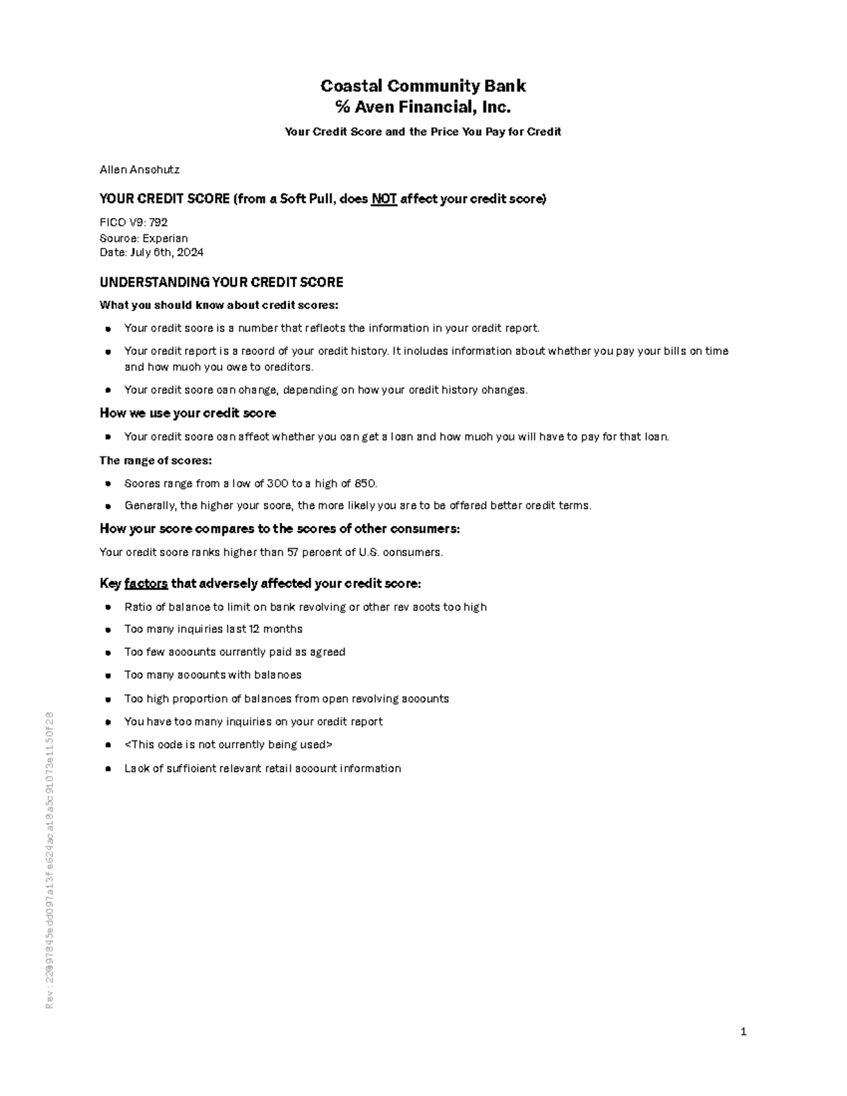 Credit Score Disclosure 1069585 - Rev:22 ...