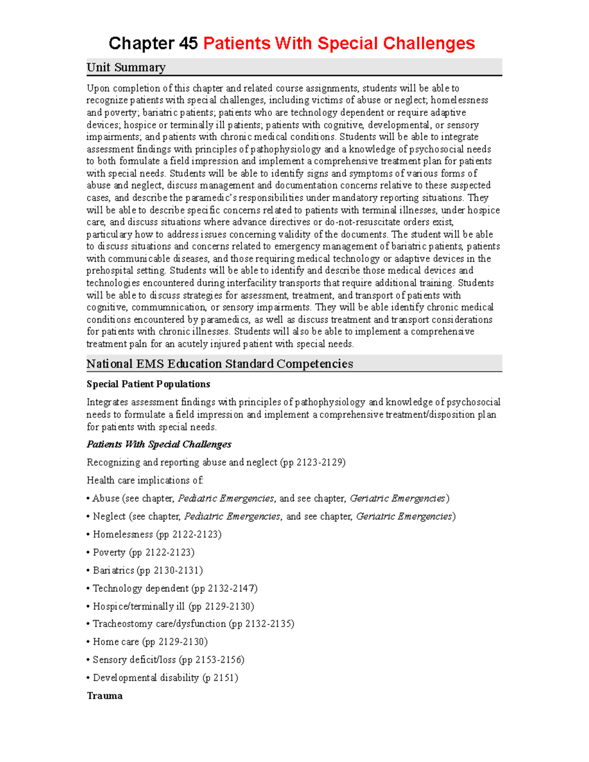 Ch45 Patients With Special Challenges - Students will be able to ...