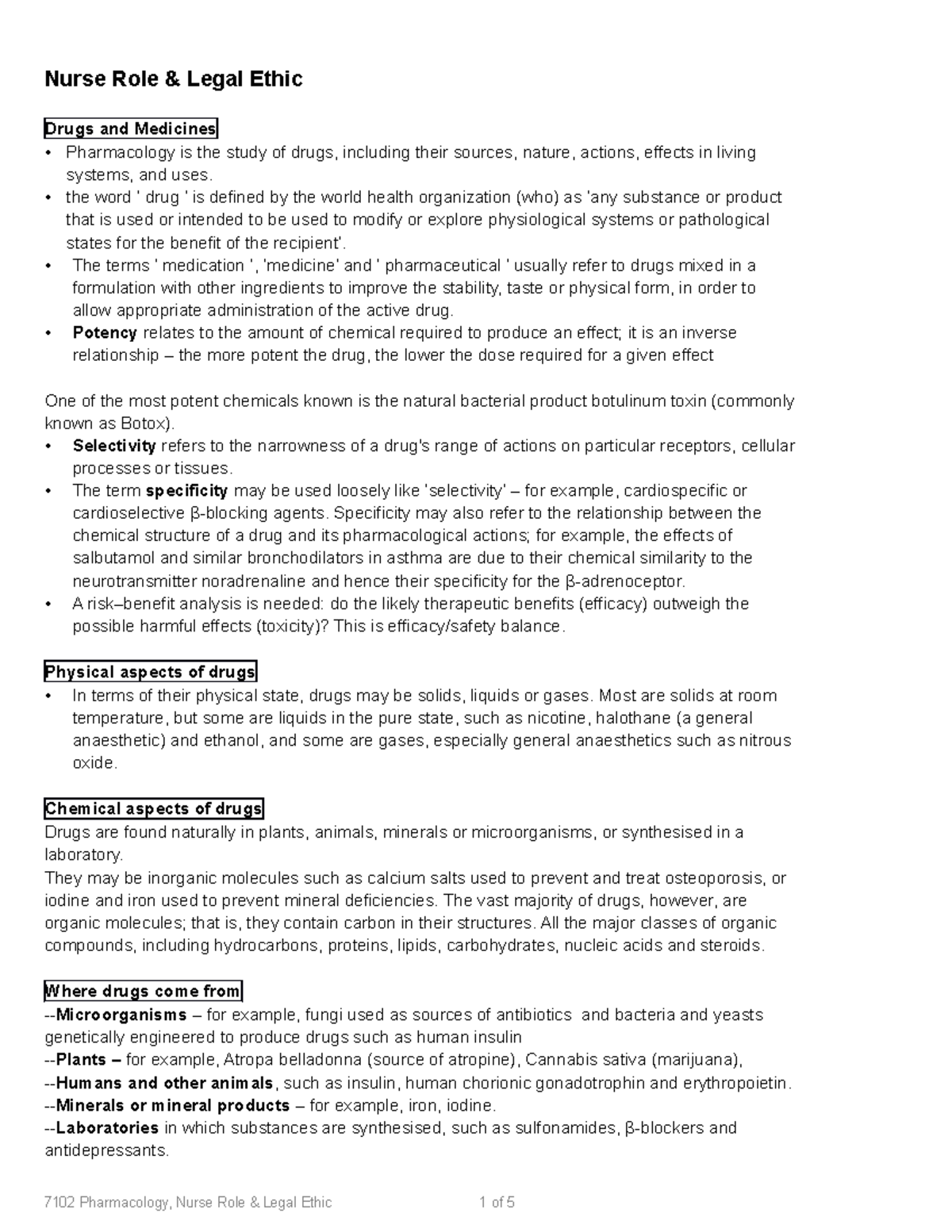 01 Nurse Role Legal Ethical - Nurse Role & Legal Ethic Drugs and ...