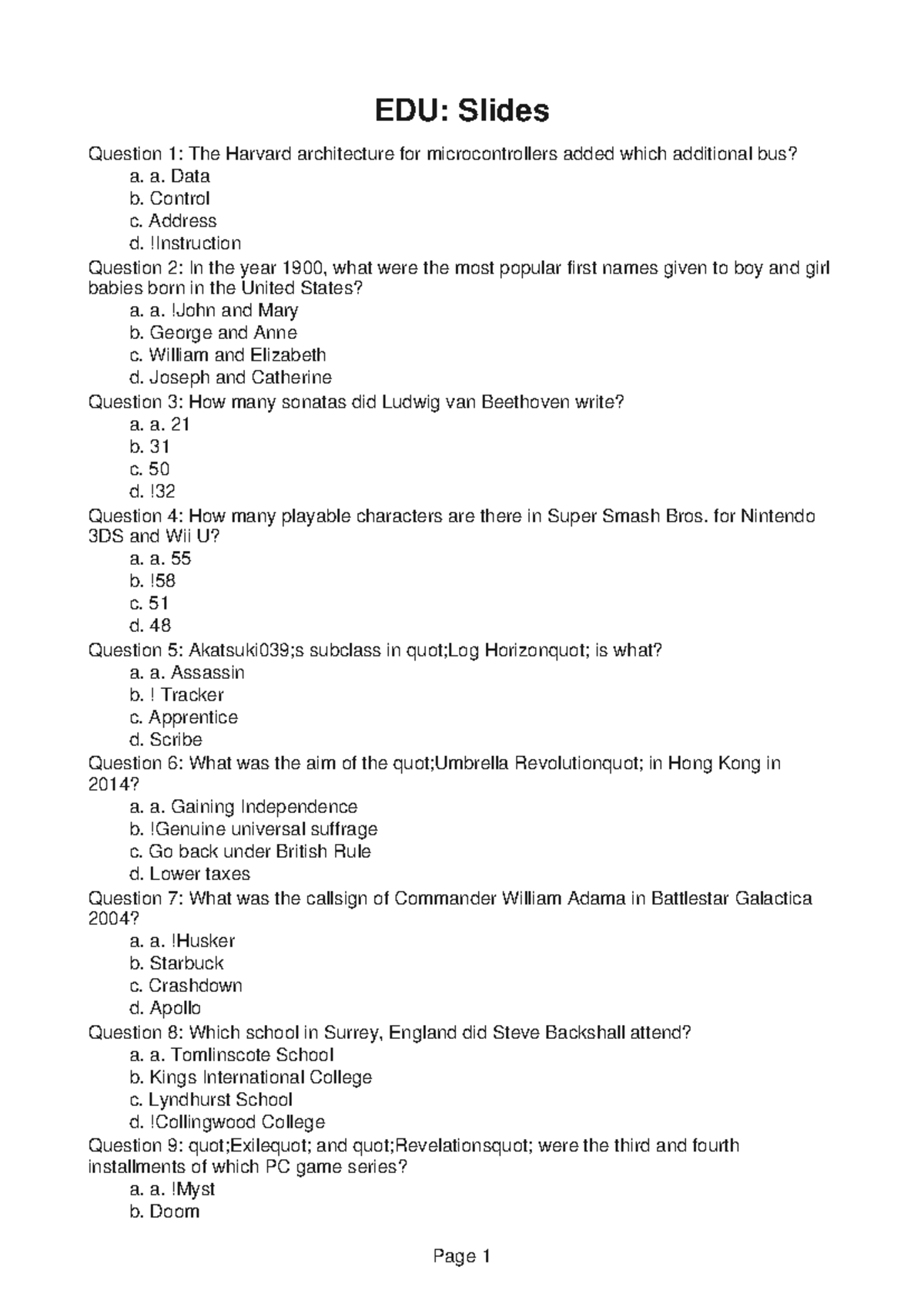 EDU216 Test Prep 6 - EDU: Slides Question 1: The Harvard architecture ...