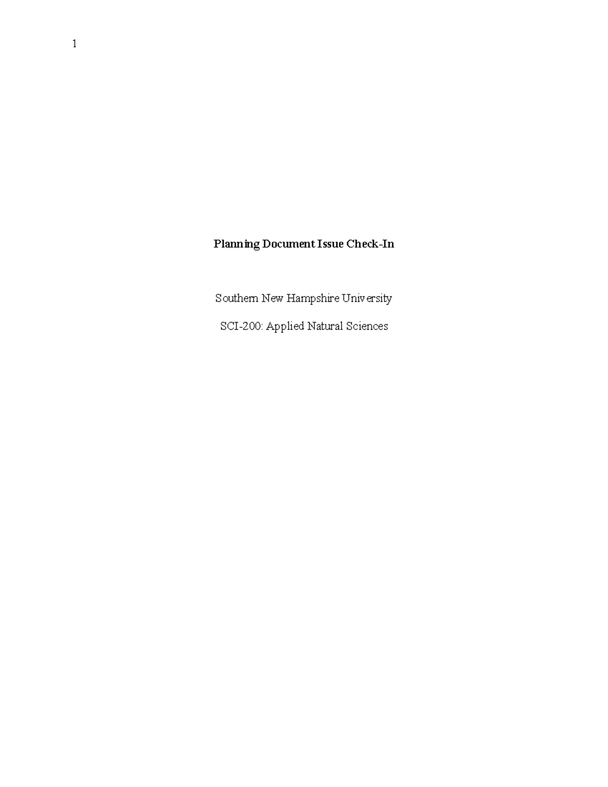 SCI-200 - 1-6 - Planning Document Issue Check-In 2 - 1 Planning ...