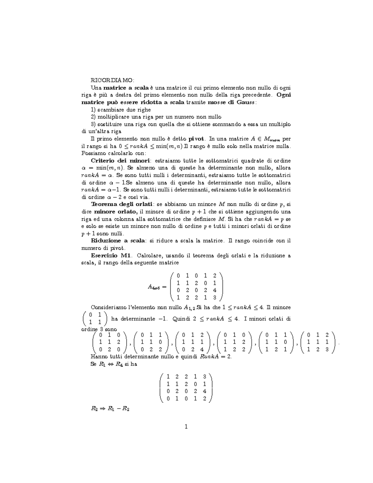 Matrici - Discrete Mathematics and its Applications - RICORDIAMO: Una ...