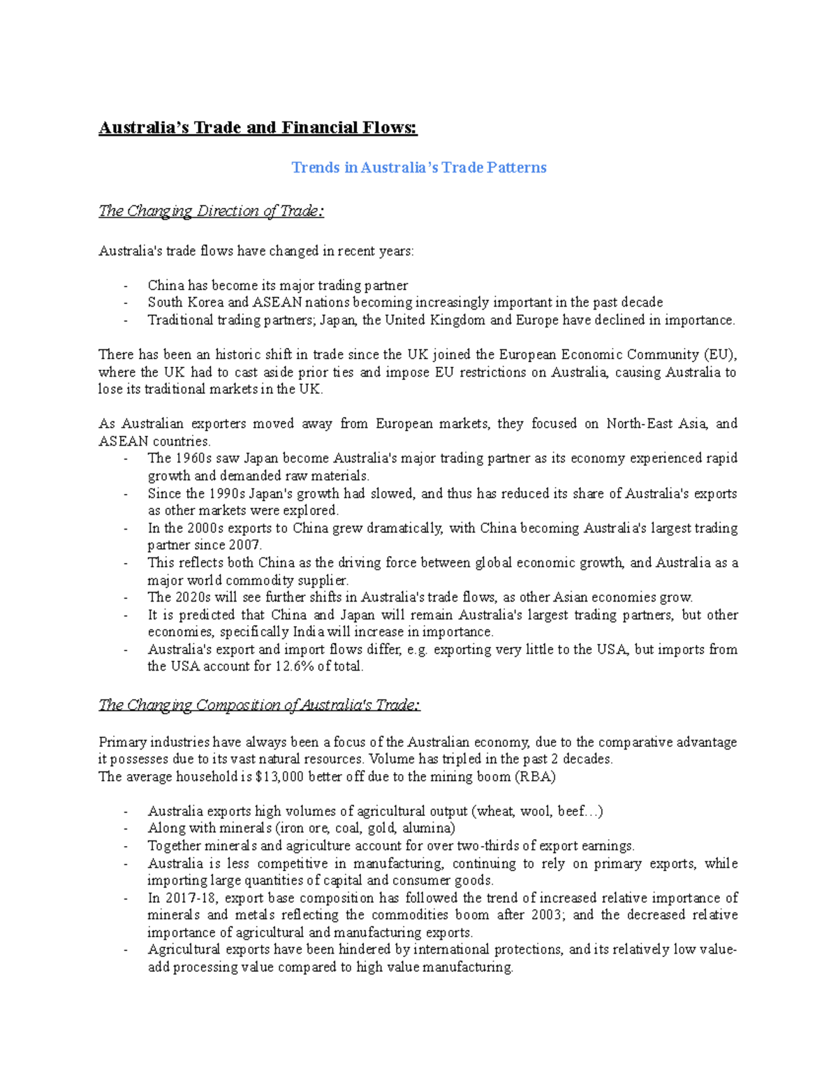 Australia’s Role in the Global Economy - Australia’s Trade and ...