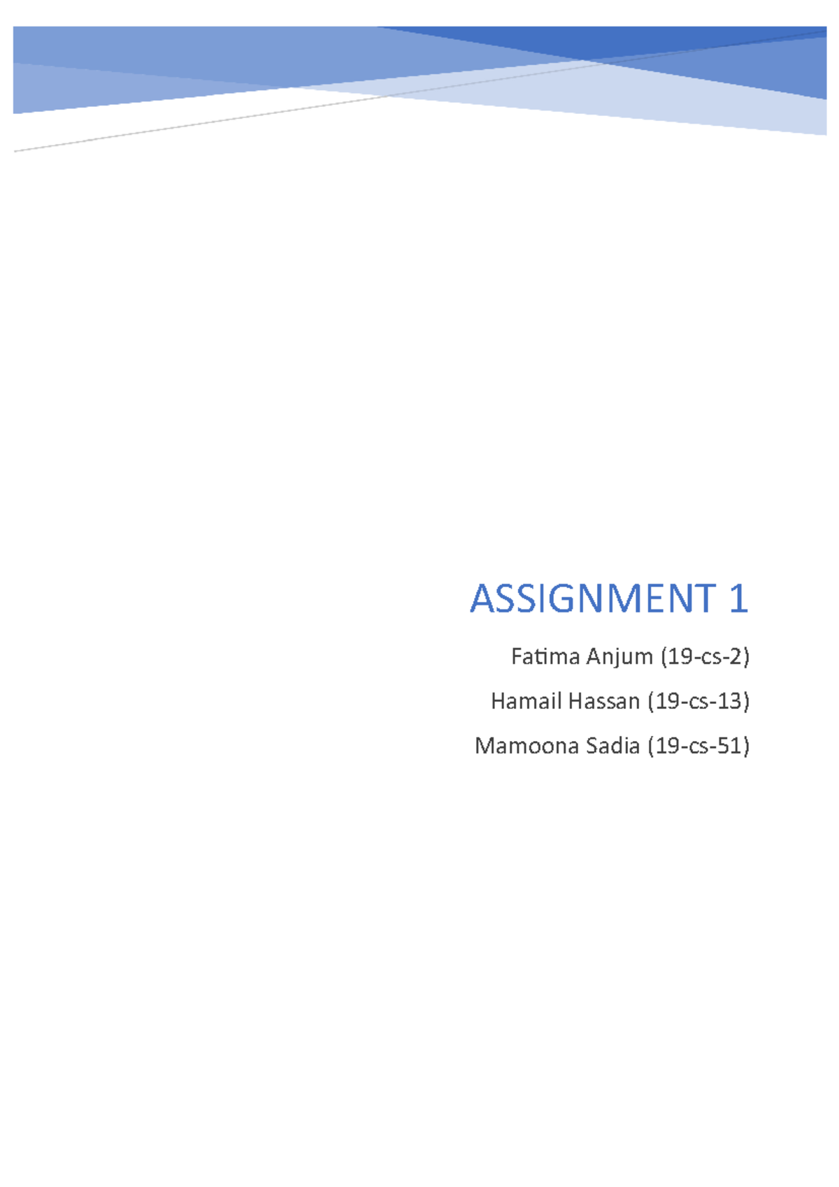 Information Security ( Assignment 1) - ASSIGNMENT 1 Fatima Anjum (19-cs ...