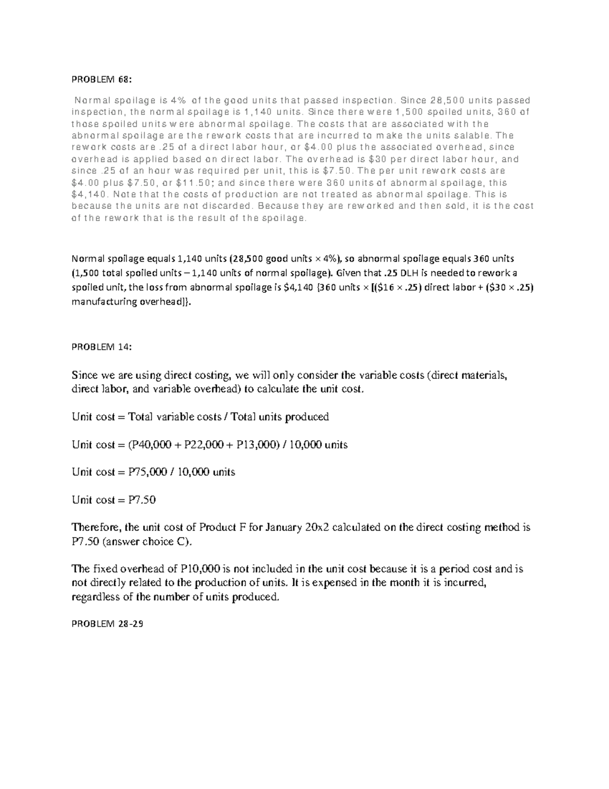 MAS Sample Exercise - PROBLEM 68: Normal spoilage is 4% of the good ...