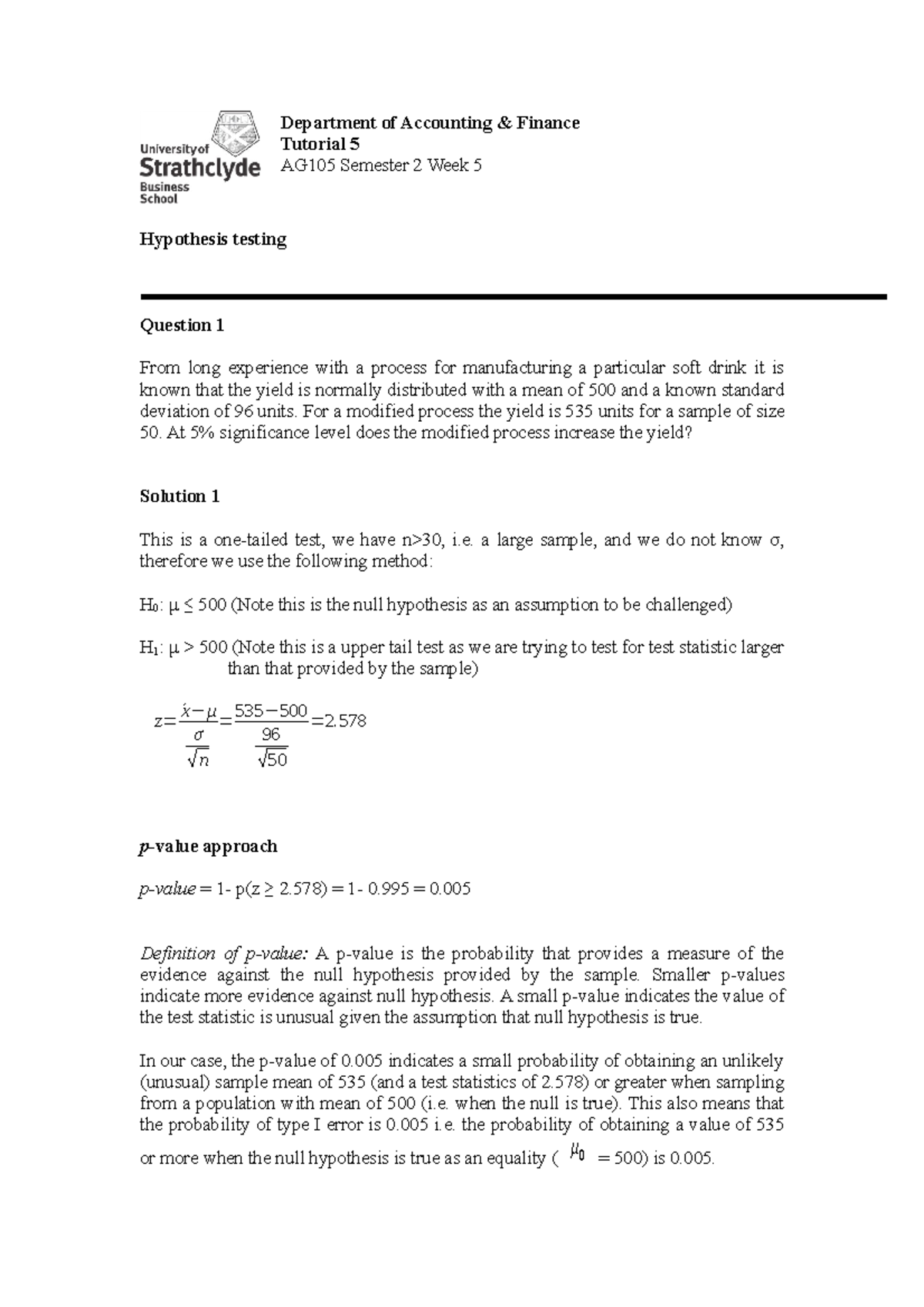 Tutorial 5 suggested solutions - Department of Accounting & Finance ...