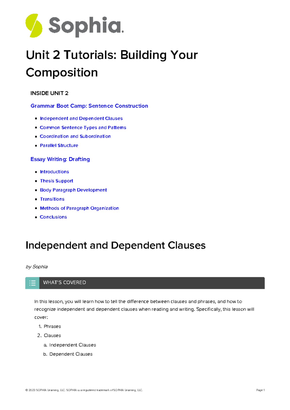 Writing Fundamentals Unit 2 Tutorials Pdf1 Unit 2 Tutorials Building 3726