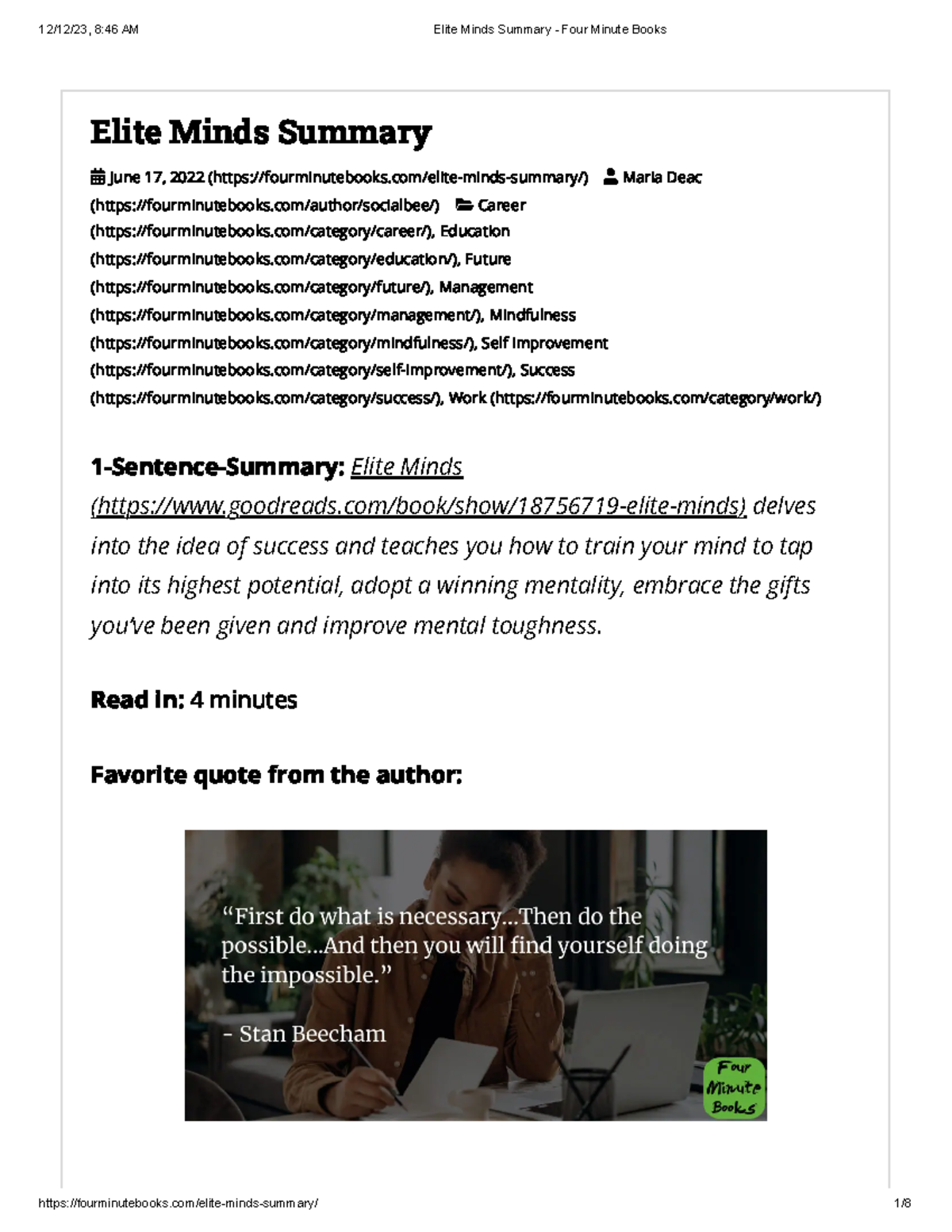 Elite Minds Summary - Four Minute Books - Elite Minds Summary June 17 ...