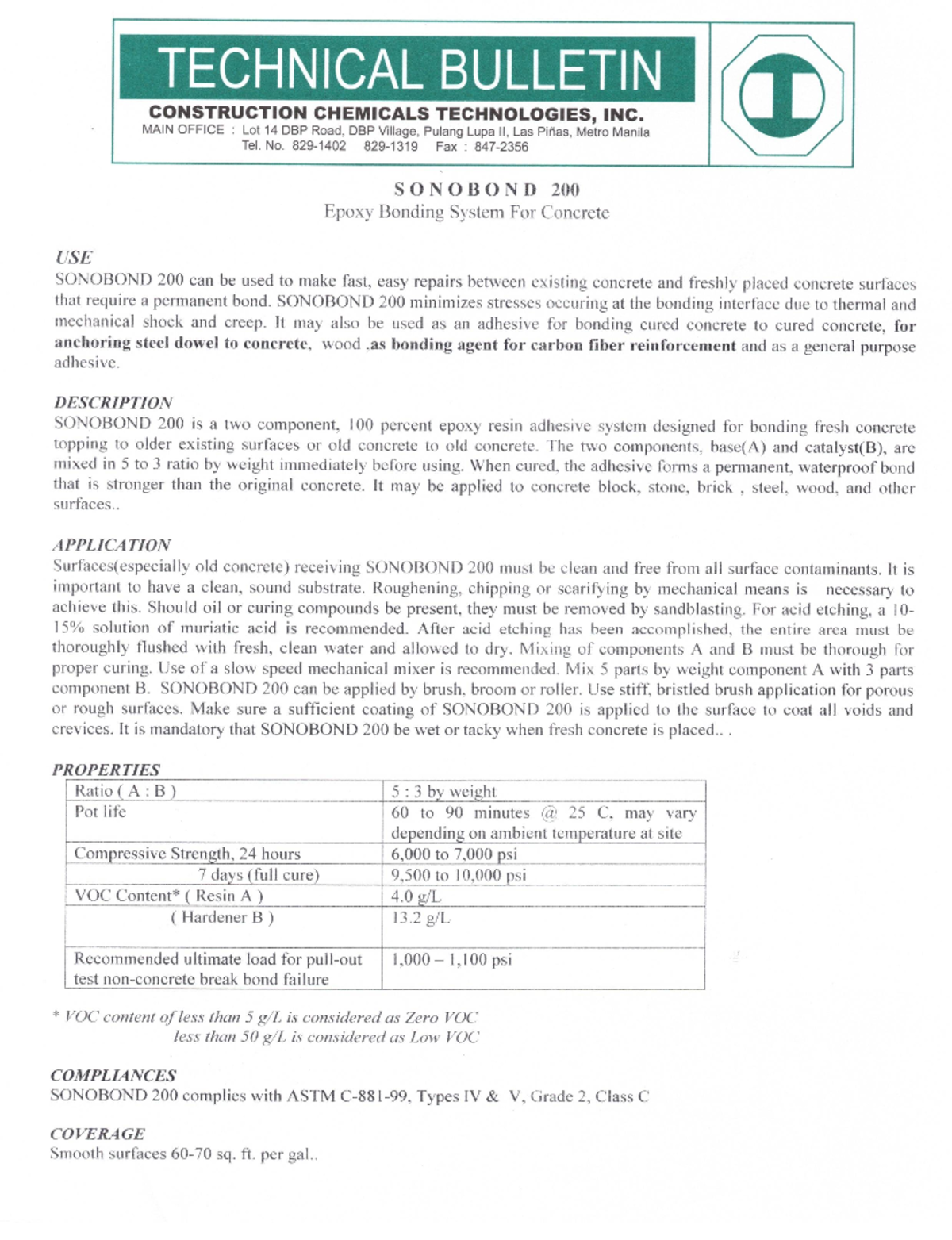 Sonobond 200-bro (1) - Philippine Materials Engineering - Studocu