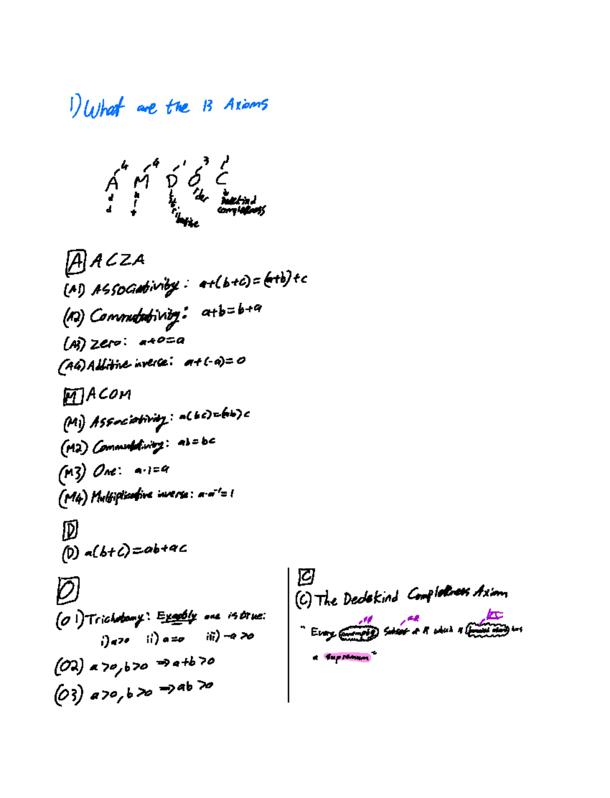 BA Recall Sheet Ch1 Copy - 1 What are the 13 Axioms 4 14 1 1 A M D O C ...