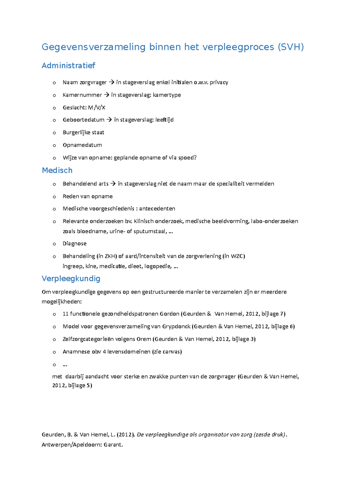 Gegevensverzameling binnen het verpleegproces-1 - w. privacy o ...