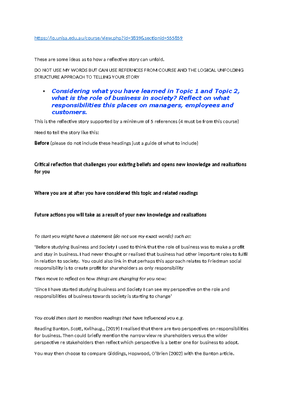 Reflection Journal ideas for references and structure - - Studocu