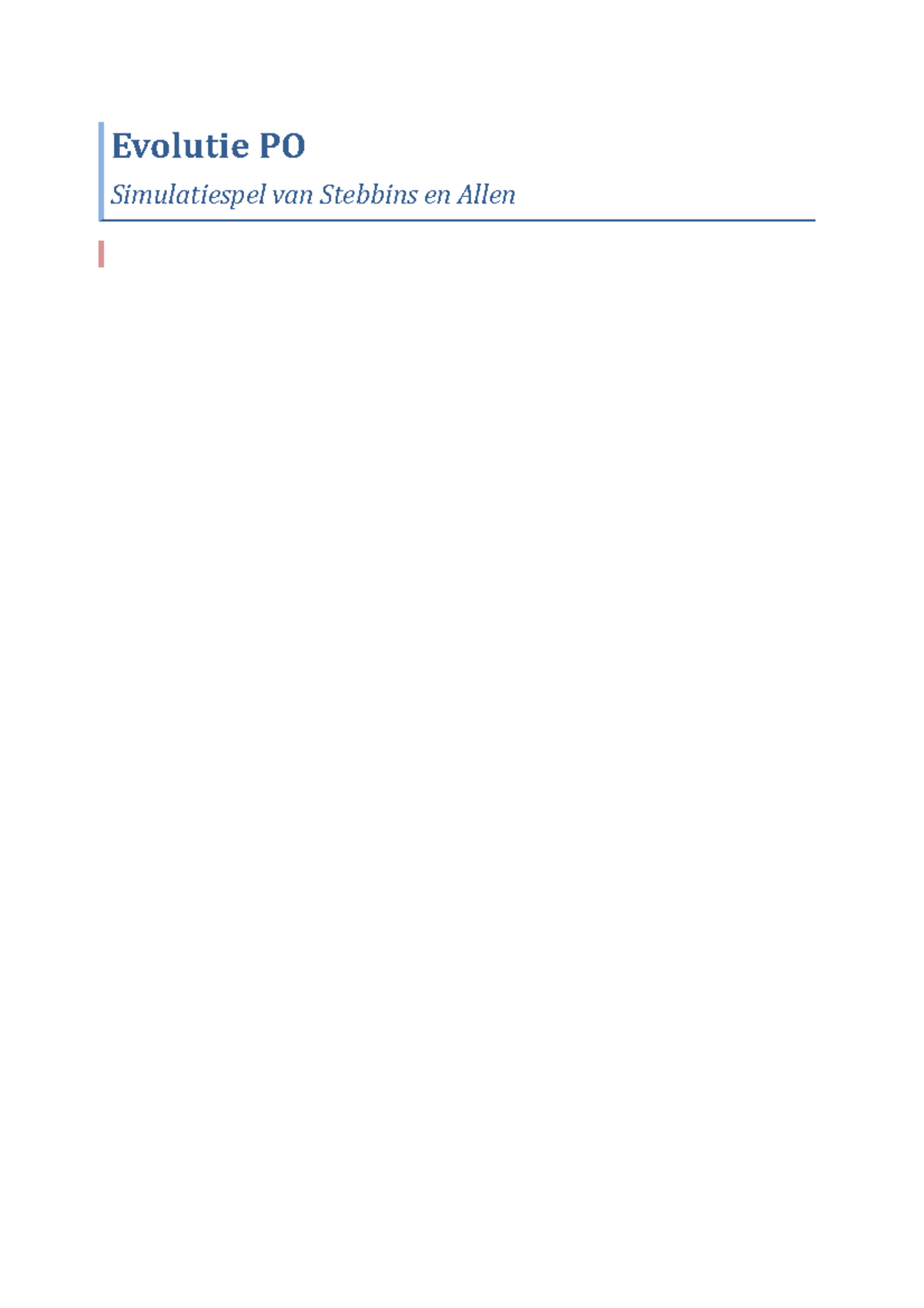 Selectiedruk - Evolutie PO Simulatiespel van Stebbins en Allen ...