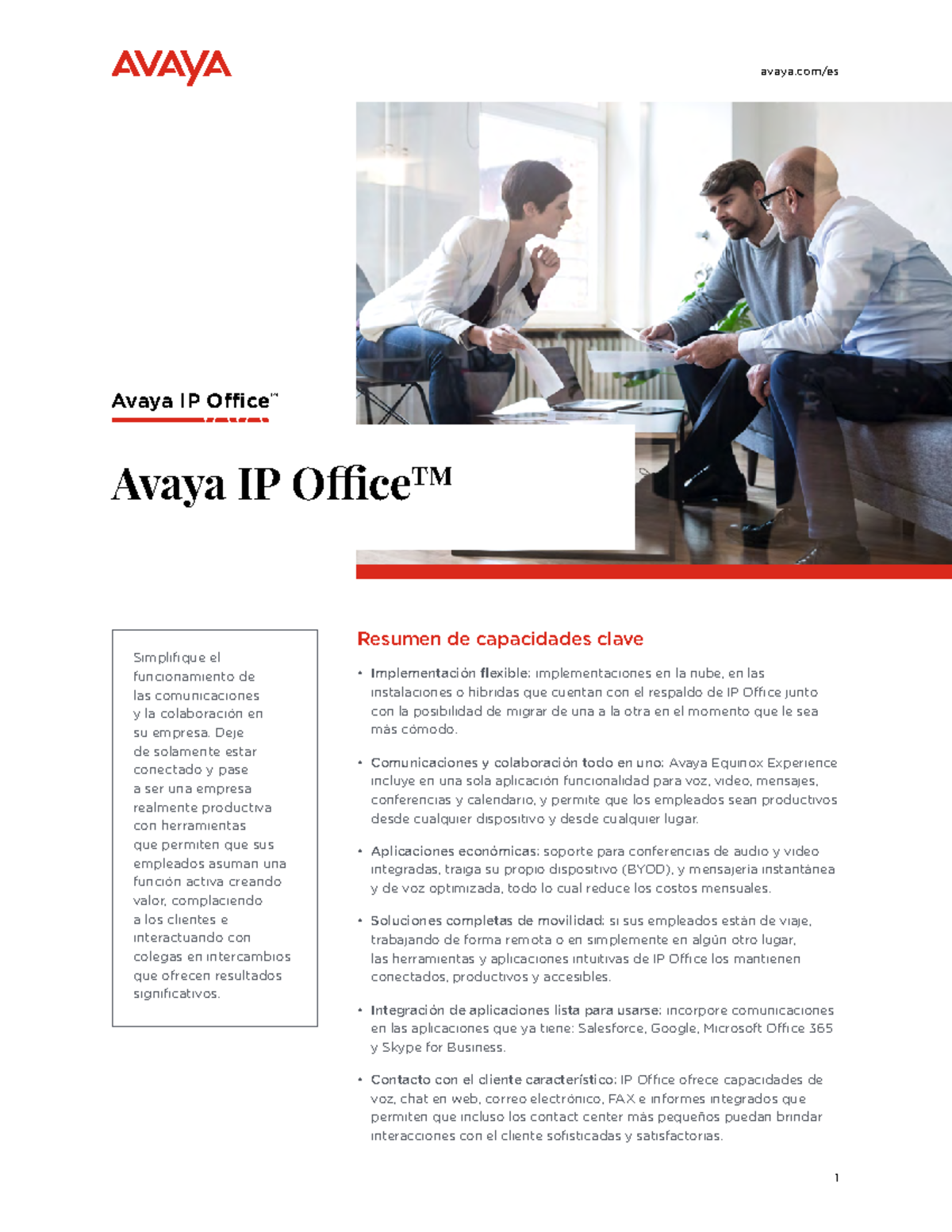 FS IPO Platform SME8093SE - Avaya IP Office ™ Resumen de capacidades ...
