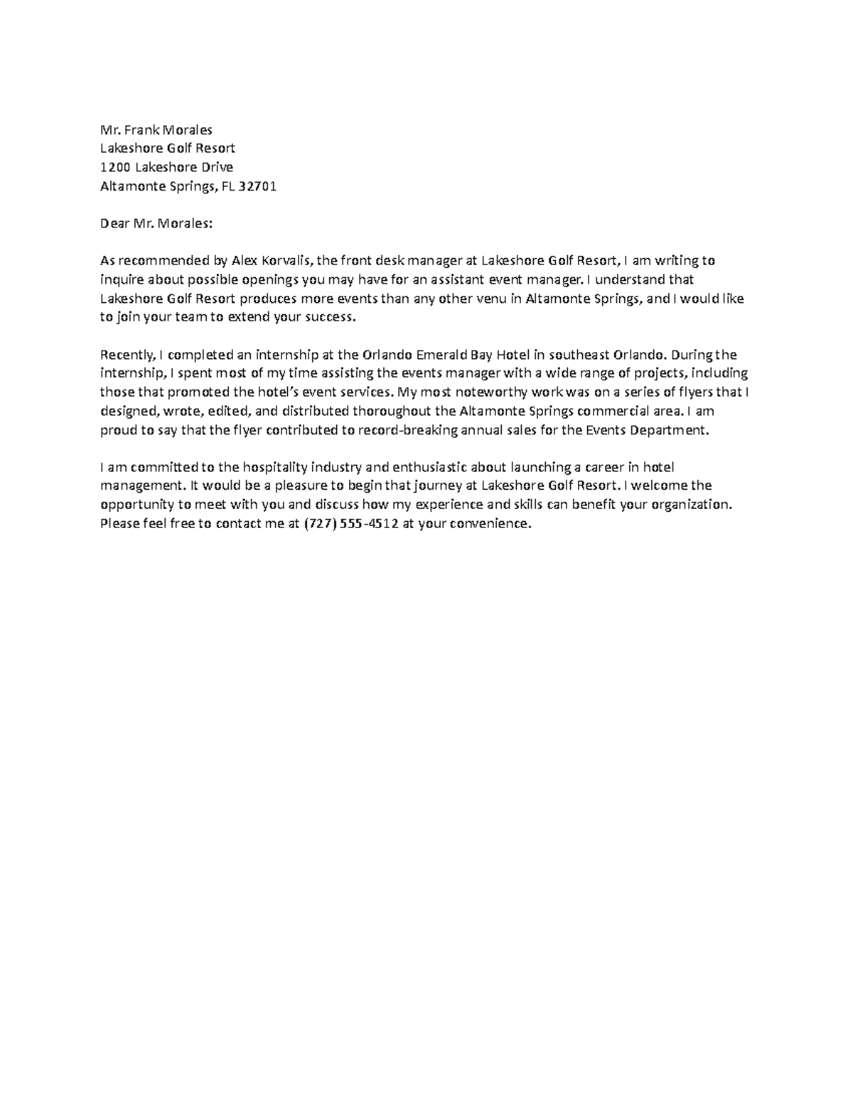 Support SAM WD365 2021 1a Letter - Mr. Frank Morales Lakeshore Golf ...