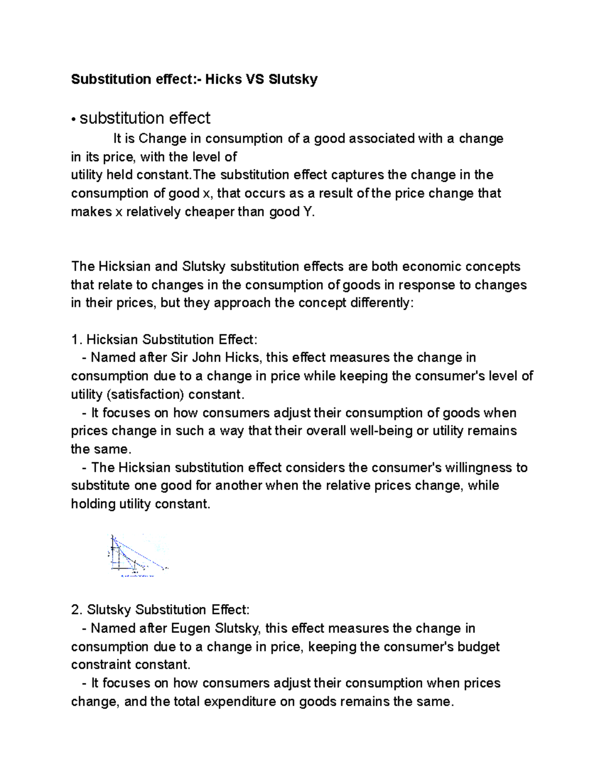Hicks and Slutsky substitution effect - Substitution effect:- Hicks VS ...