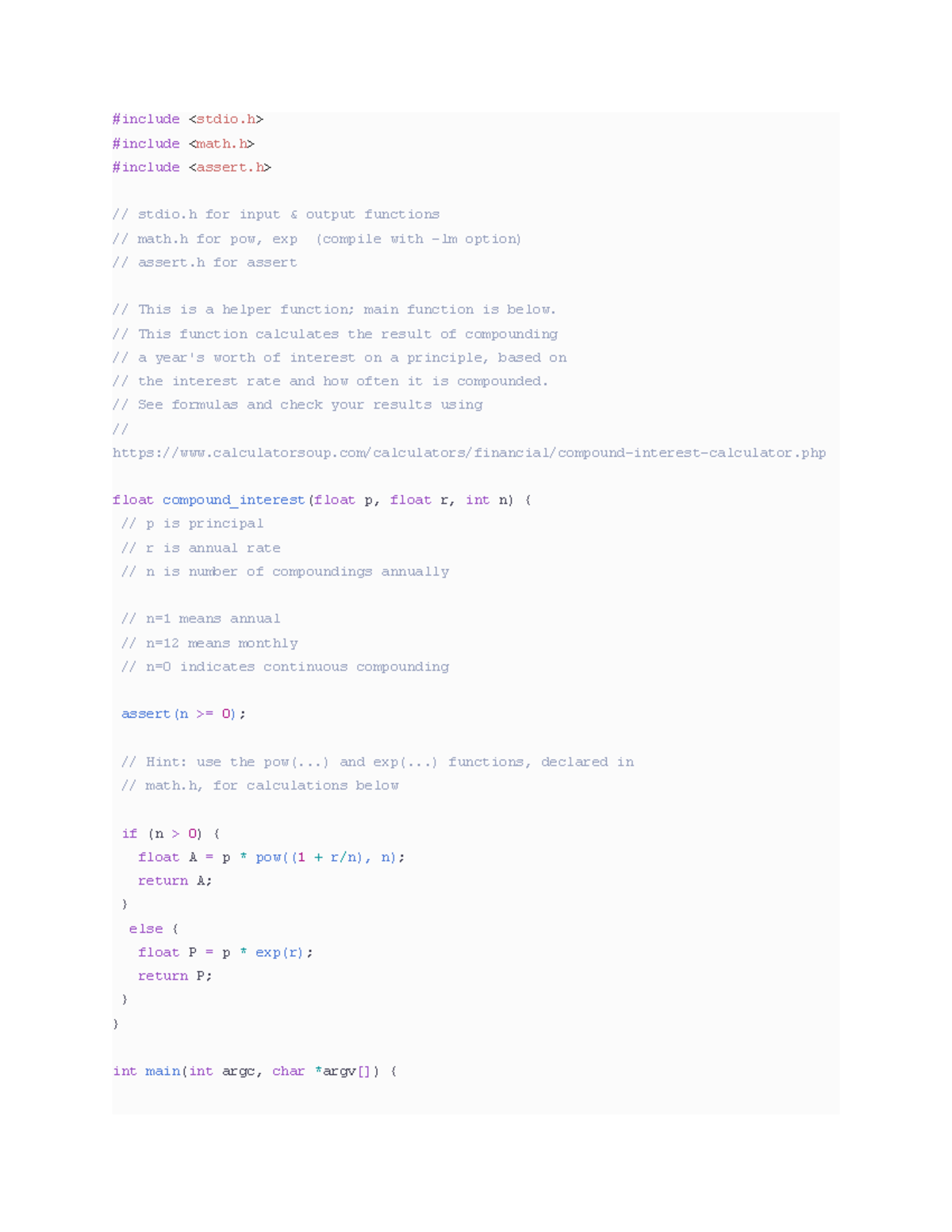 Compound - Simari - #include #include #include // stdio for input & output functions // math for ...
