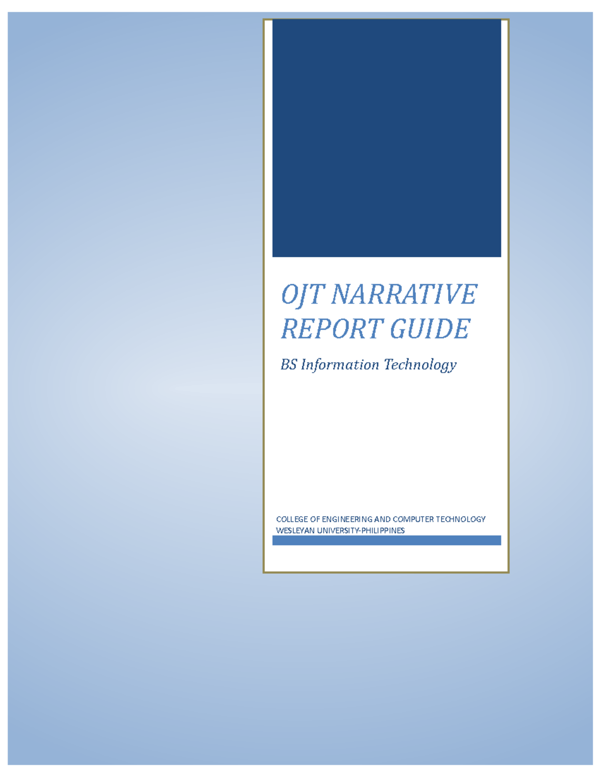 Ojt narrative report guide updated march 22 2018 - OJT NARRATIVE REPORT ...
