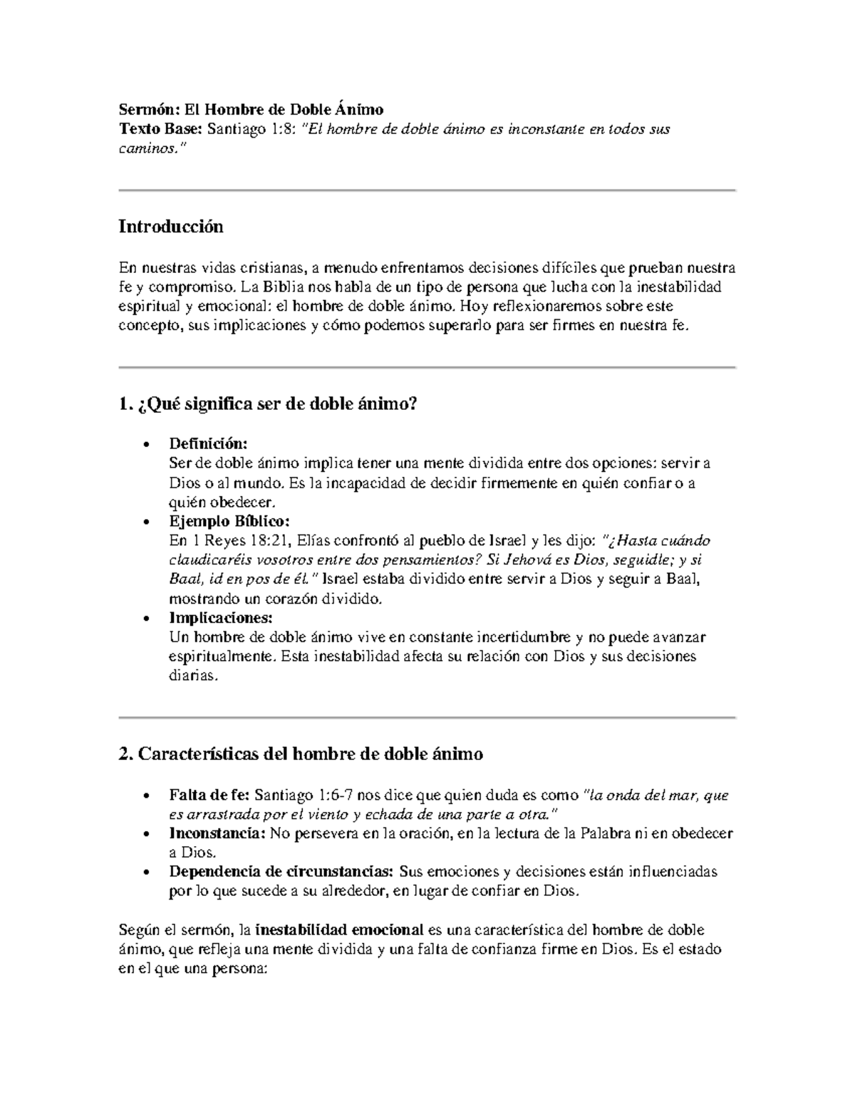 EL Hombre DE Doble Animo - Sermón: El Hombre de Doble Ánimo Texto Base ...