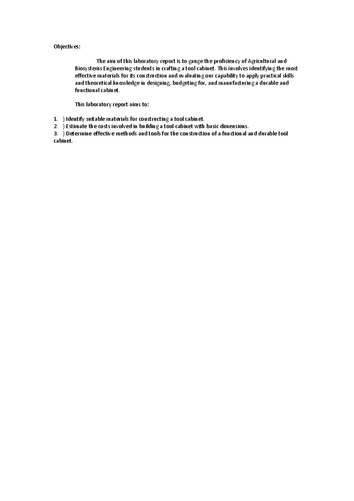 Objectives - NOTES - Objectives: The aim of this laboratory report is ...