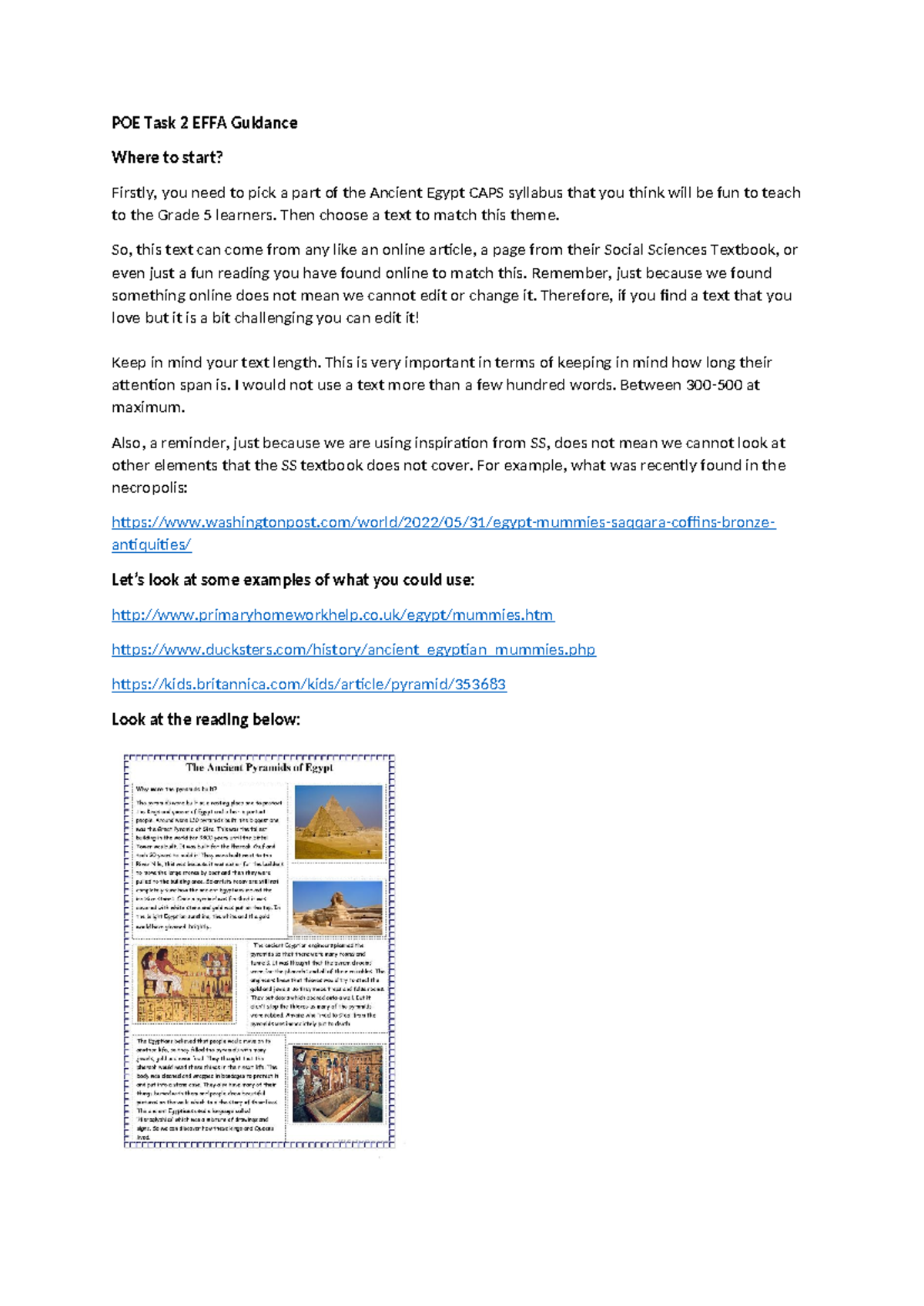 POE Task 2 EFFA Guidance - POE Task 2 EFFA Guidance Where to start ...