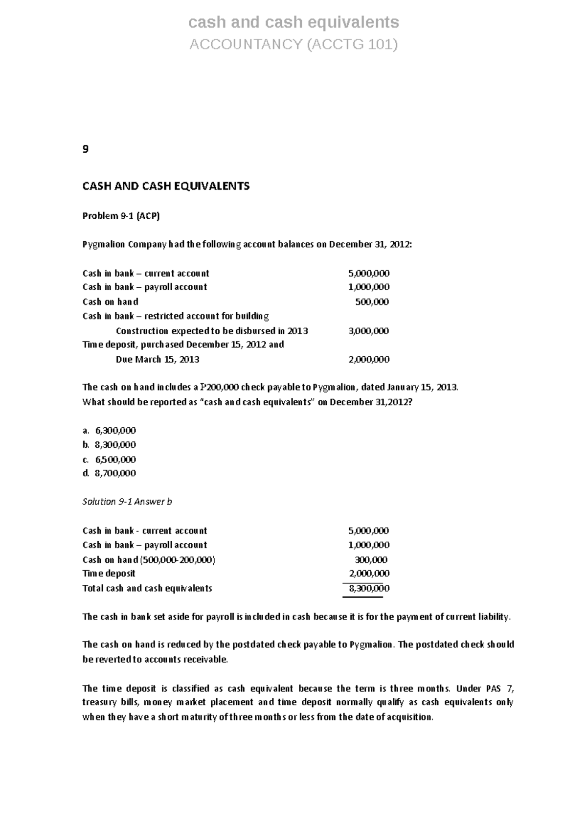 Dlstudocu - Bank Reconciliation - cash and cash equivalents ACCOUNTANCY ...