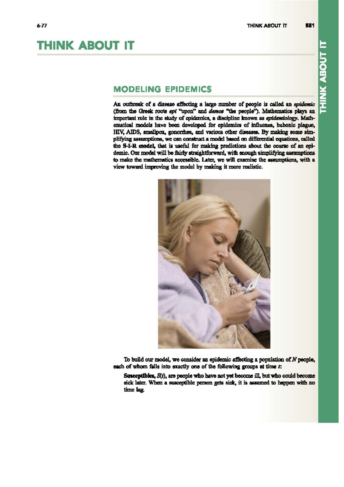 BTL - btl 5 - THINK ABOUT IT 551 THINK ABOUT IT MODELING EPIDEMICS An outbreak of a disease ...