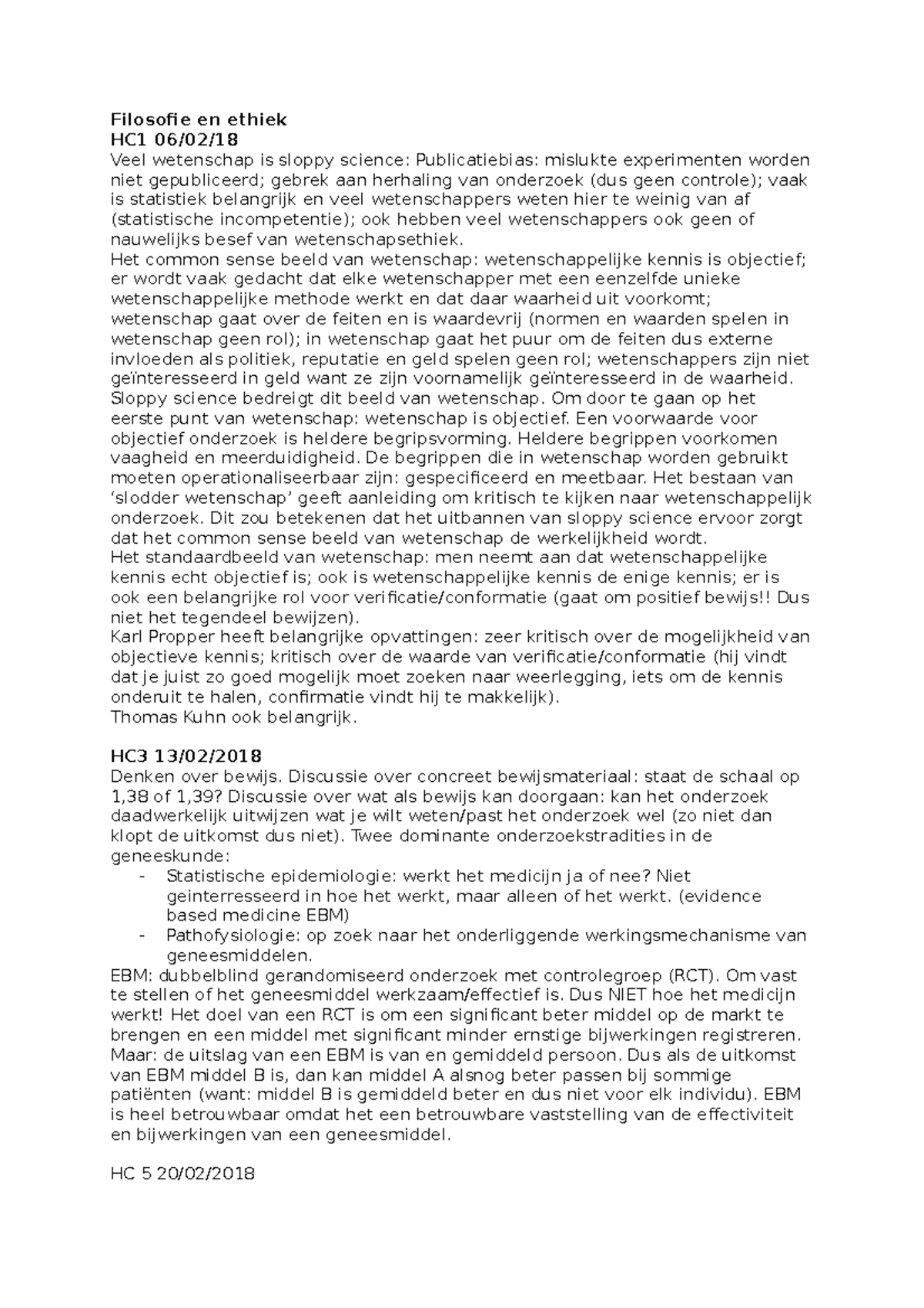 Filosofie en ethiek HCs - Filosofie en ethiek HC1 06/02/ Veel ...