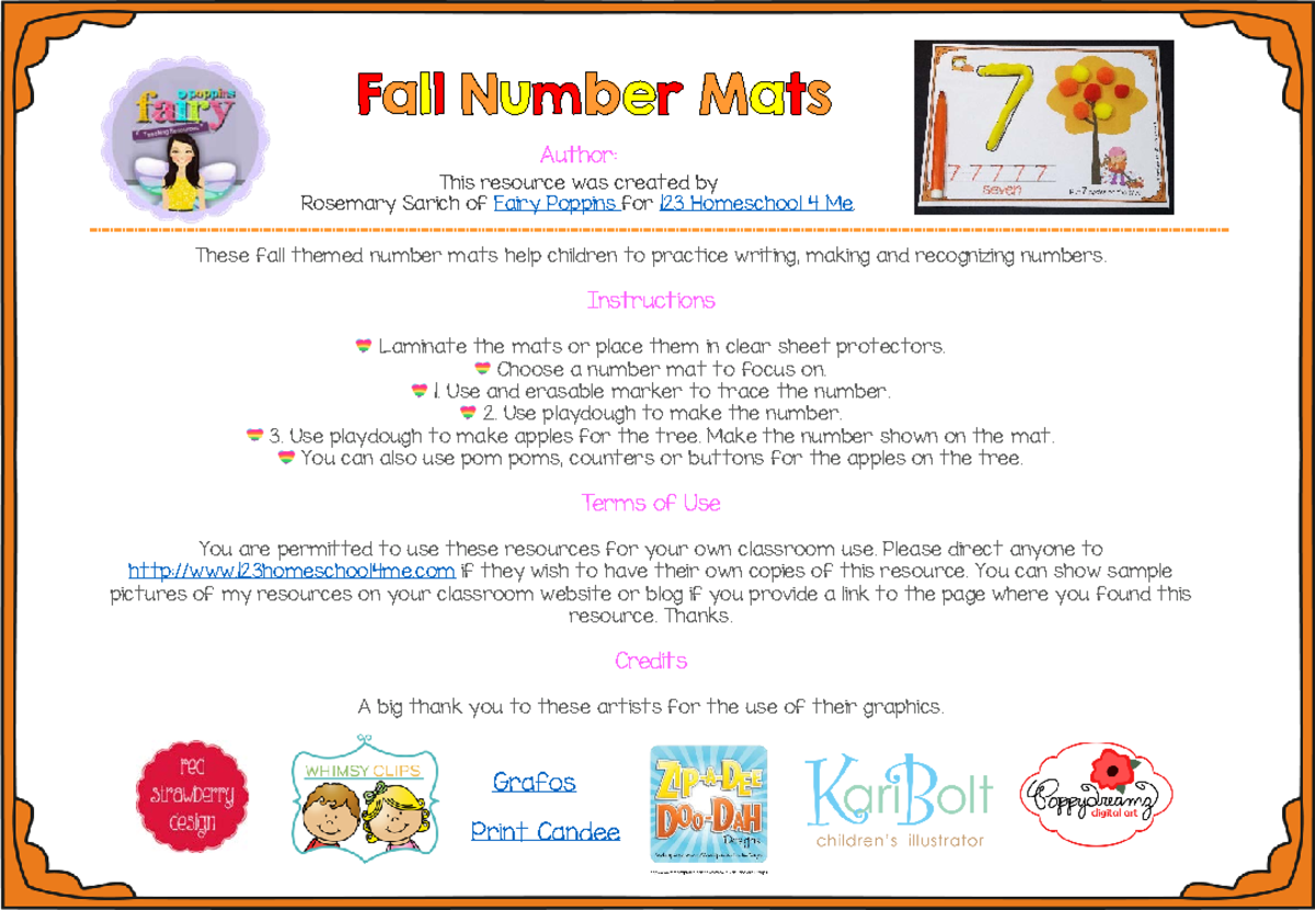 0Byr Cmyf5 Ry ZVd ZUmx 2d1BJVWs - These fall themed number mats help ...