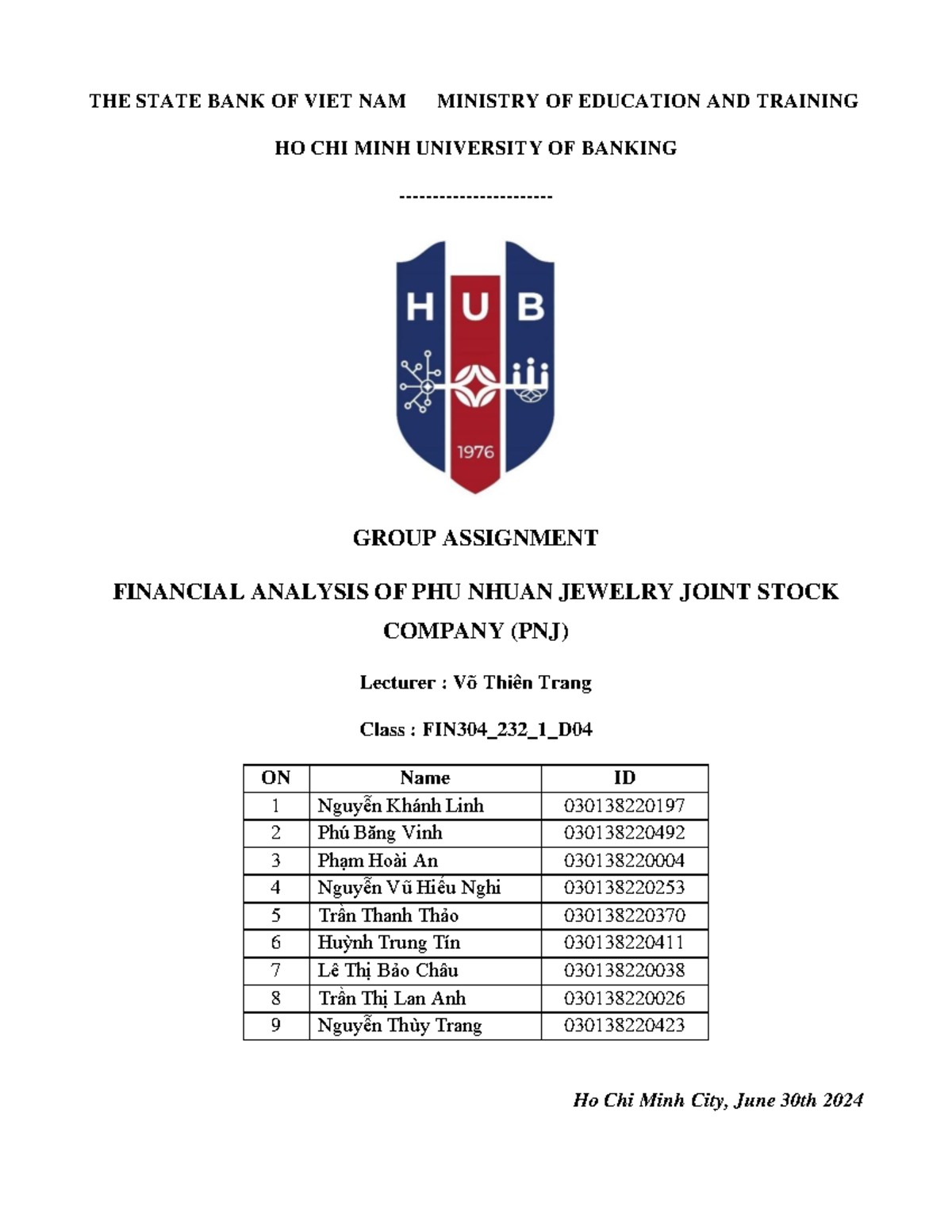 Tieng Anh Nhom01 Pttcdn PNJ - THE STATE BANK OF VIET NAM MINISTRY OF ...