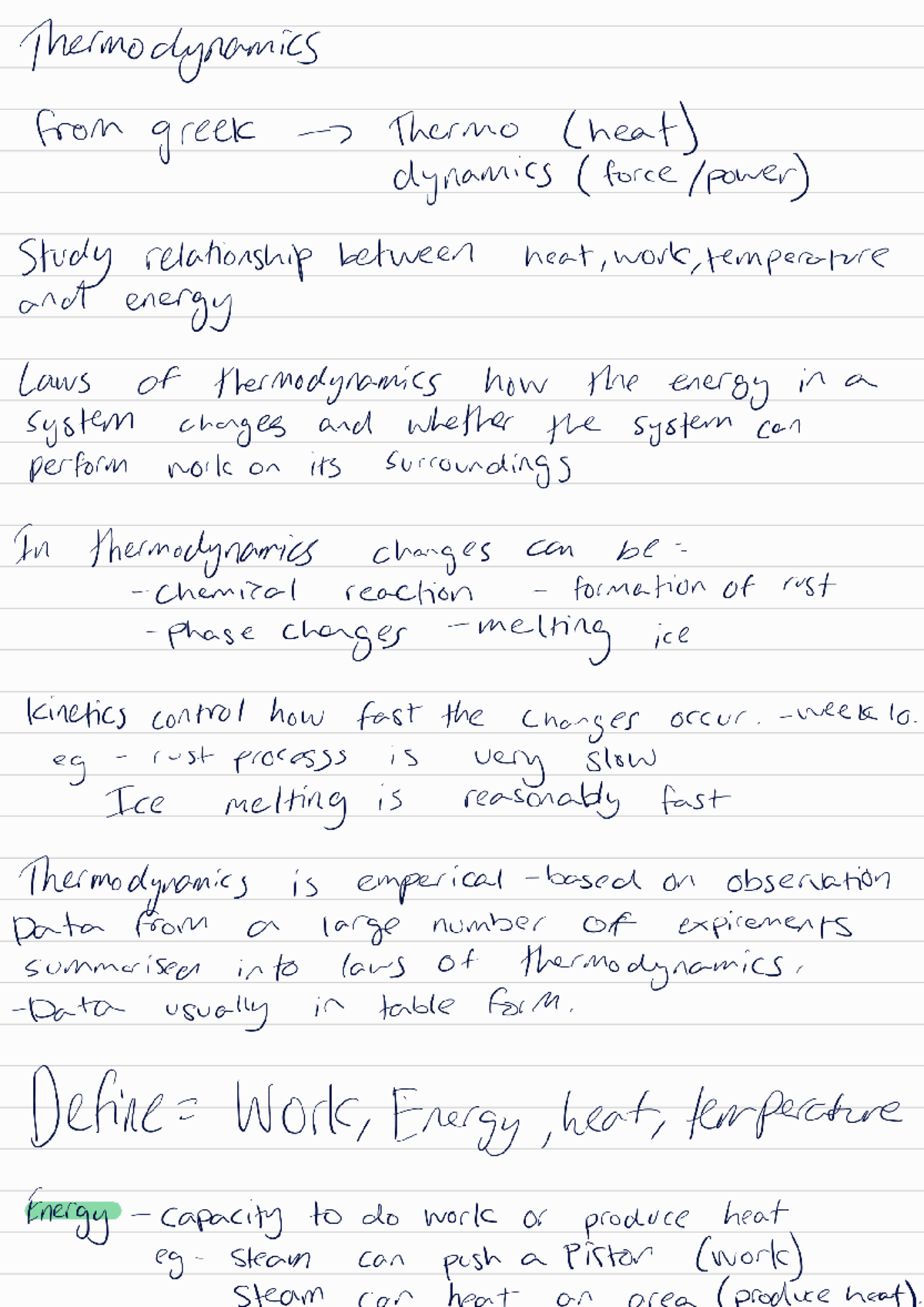 Thermodynamics Chemistry - Foundations of Chemistry - Studocu