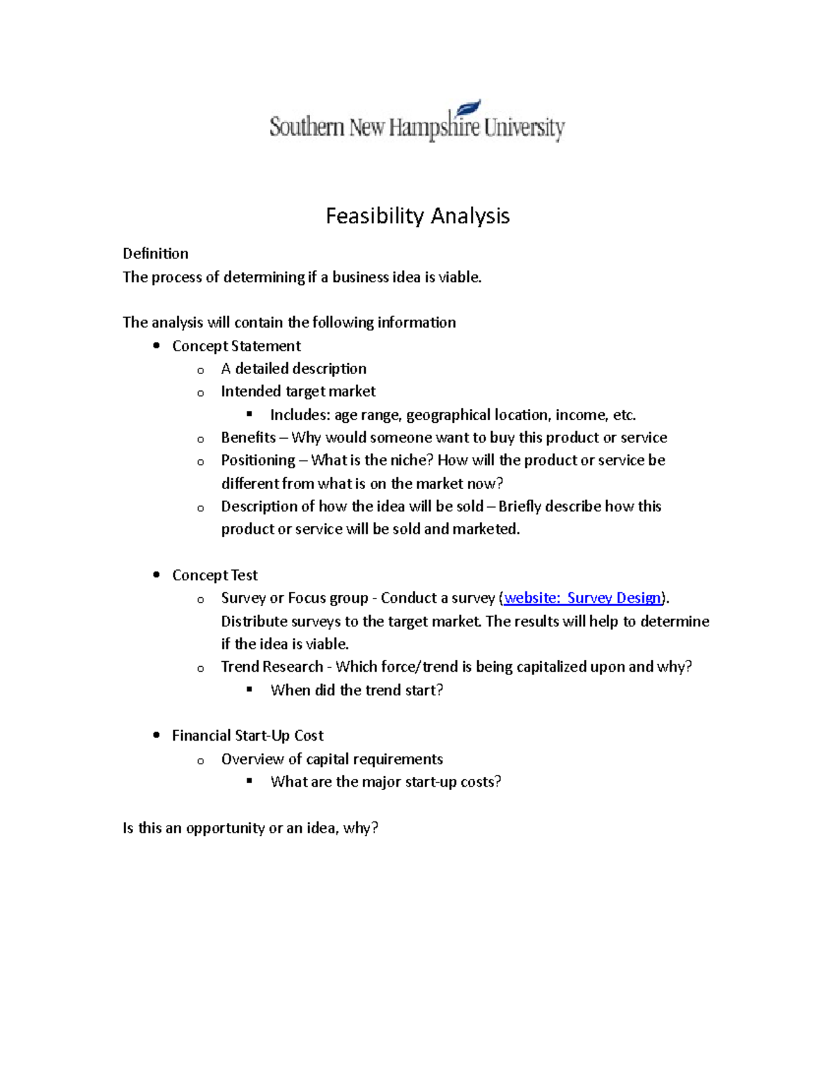 Ol630 feasibility analysis - Feasibility Analysis Definition The ...