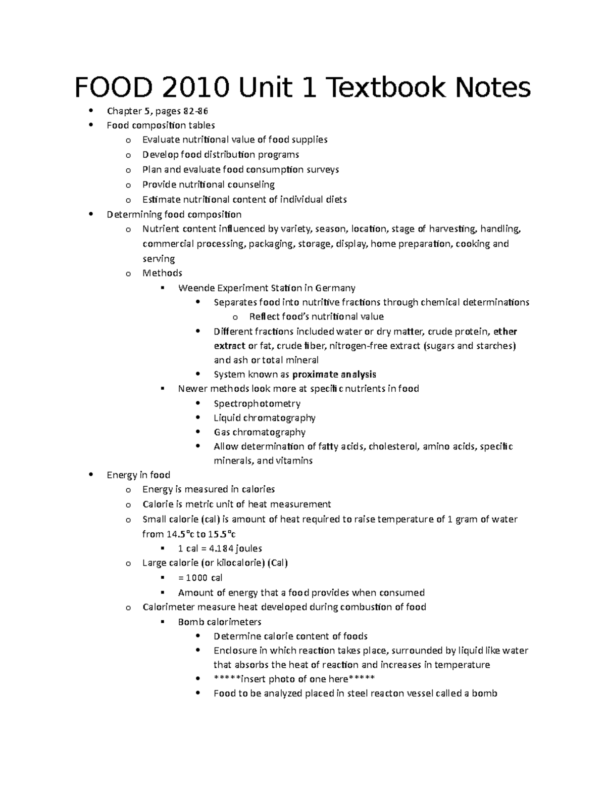 FOOD 2010 Unit 1 Textbook Notes - FOOD 2010 Unit 1 Textbook 5, pages ...