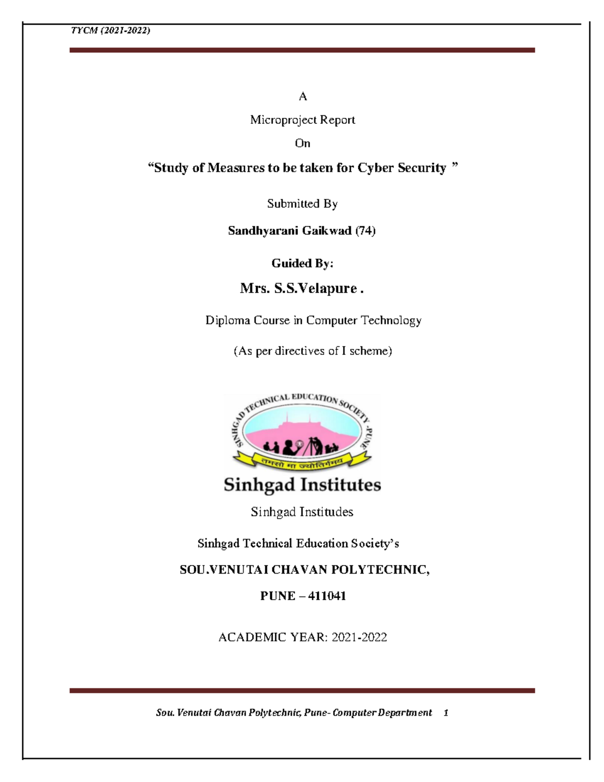 NIS project - nis notes - TYCM (2021-2022) Sou. Venutai Chavan ...