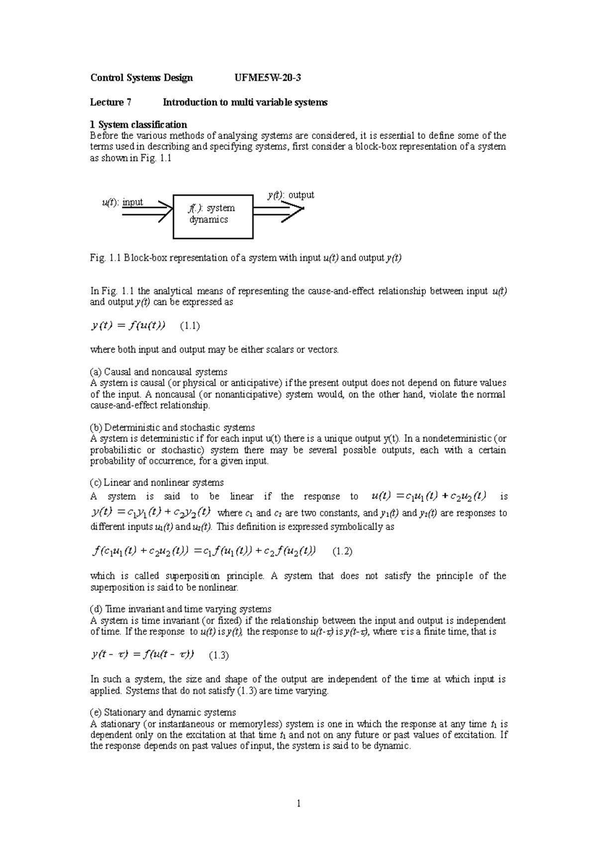 LEC 7 - Introduction to multi variable systems - Control Systems Design ...