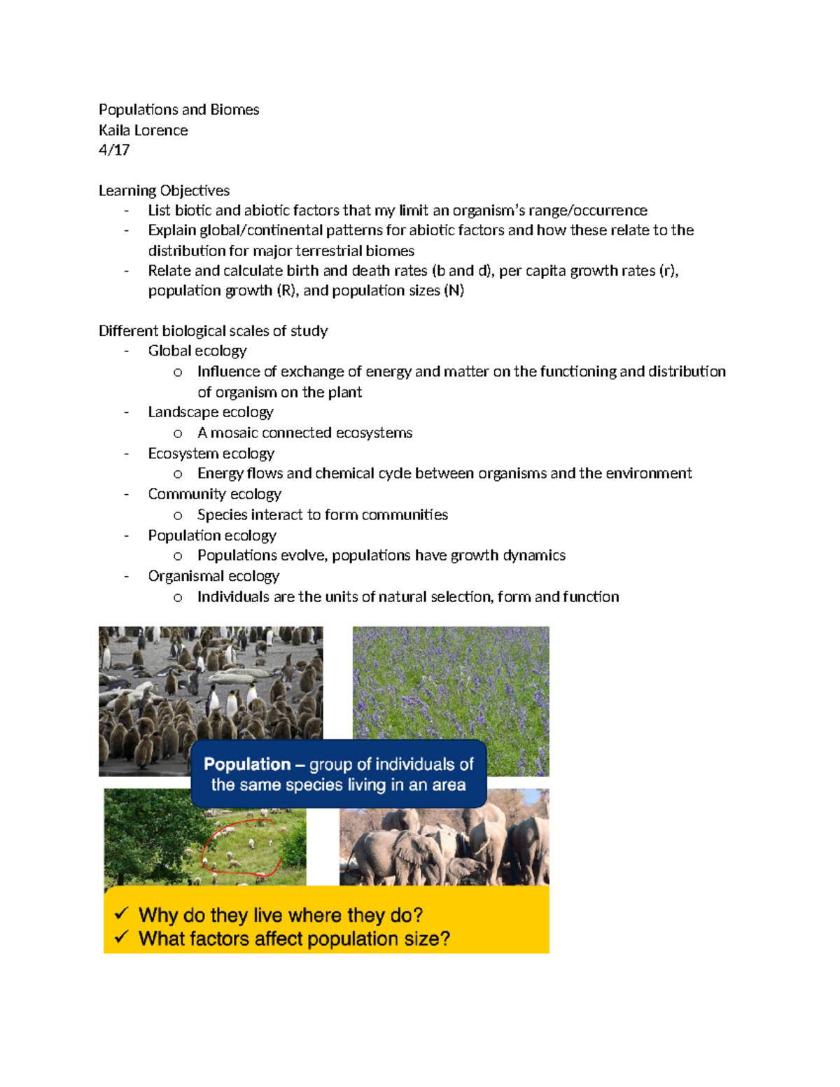 Populations and Biomes - Populations and Biomes Kaila Lorence 4 ...