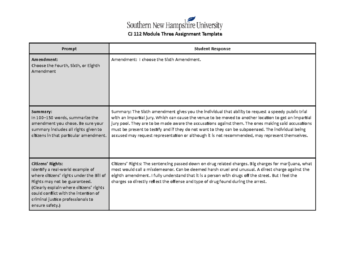 CJ 112 Module Three Assignment Template - CJ-112 - SNHU - Studocu