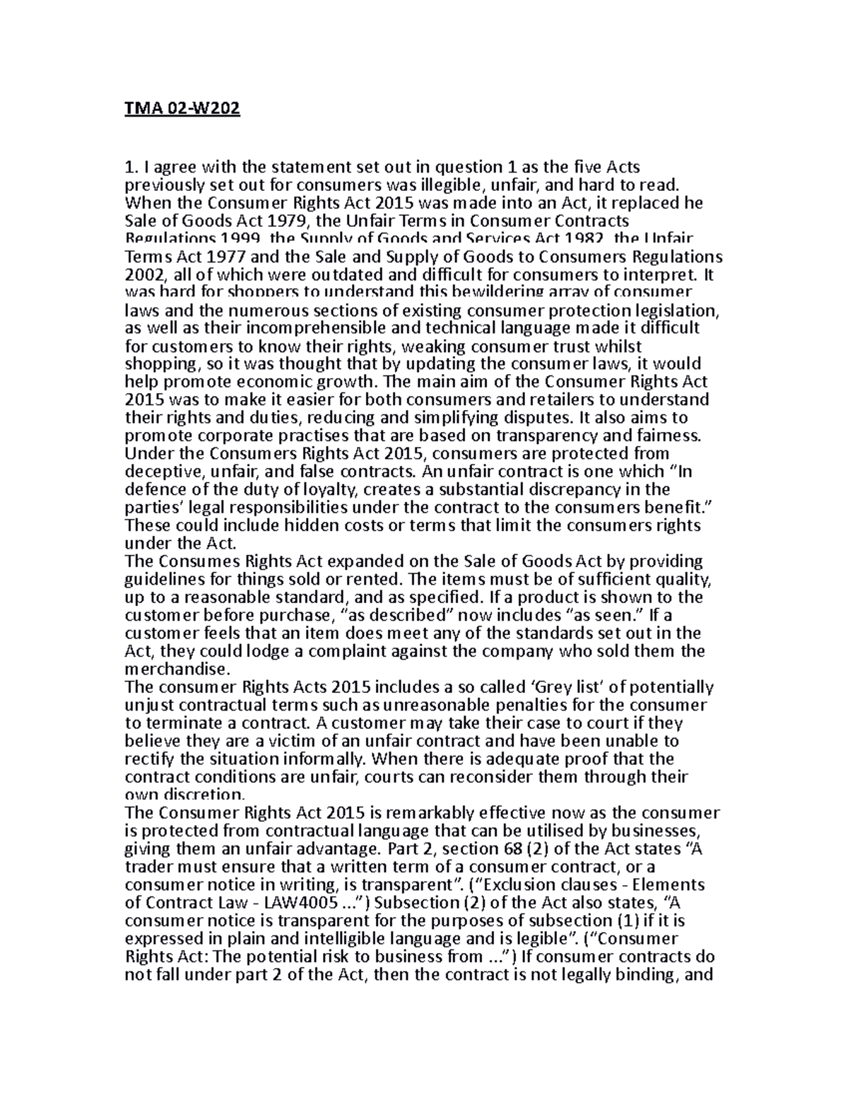 Tma 02 w202 - assessment - TMA 02-W I agree with the statement set out ...