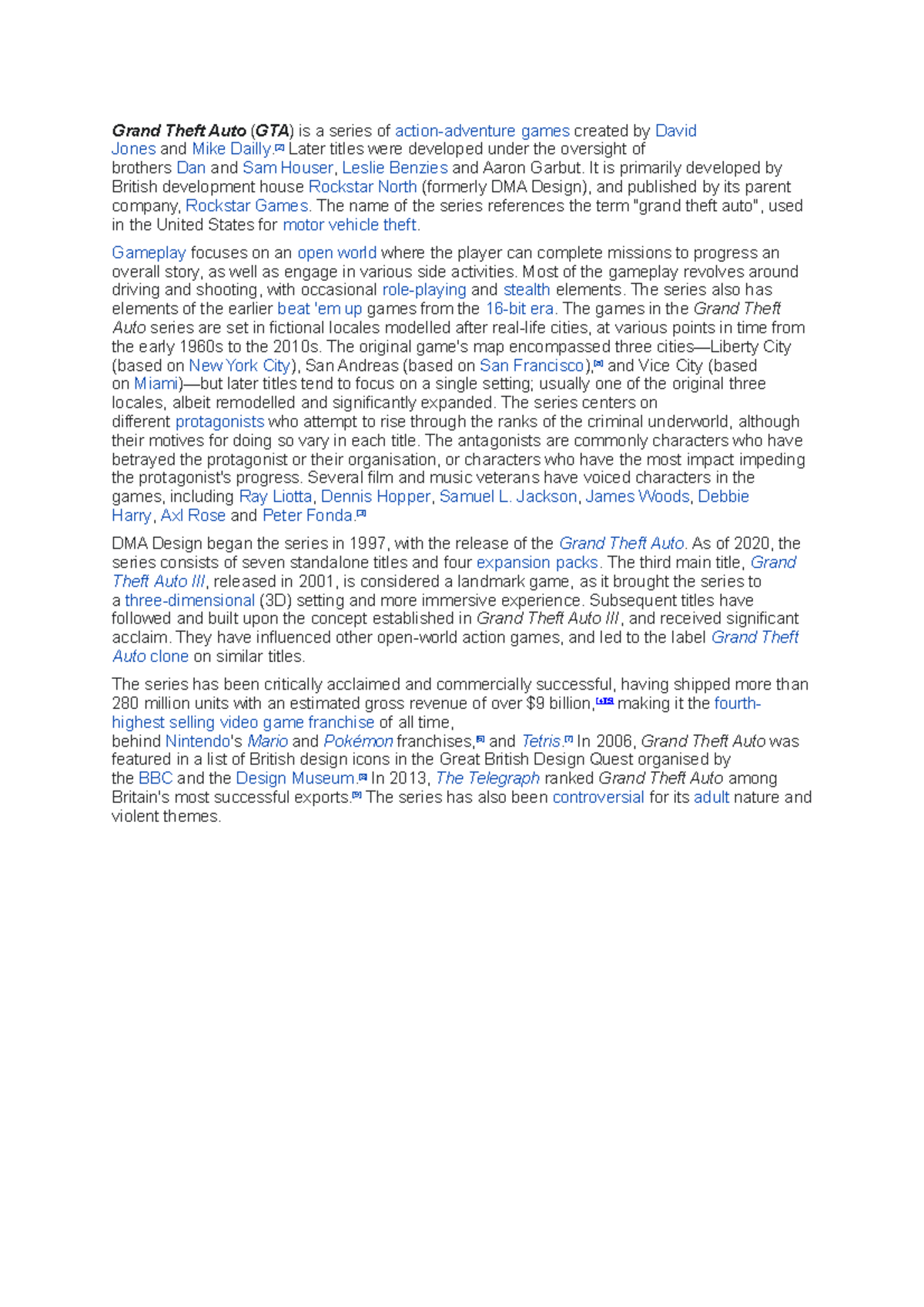 Gta - Grand Theft Auto ( GTA ) is a series of action-adventure games ...