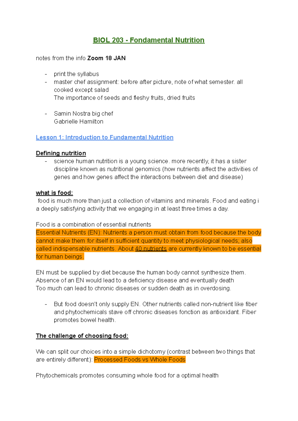 BIOL 203 - Fondamental Nutrition - BIOL 203 - Fondamental Nutrition ...