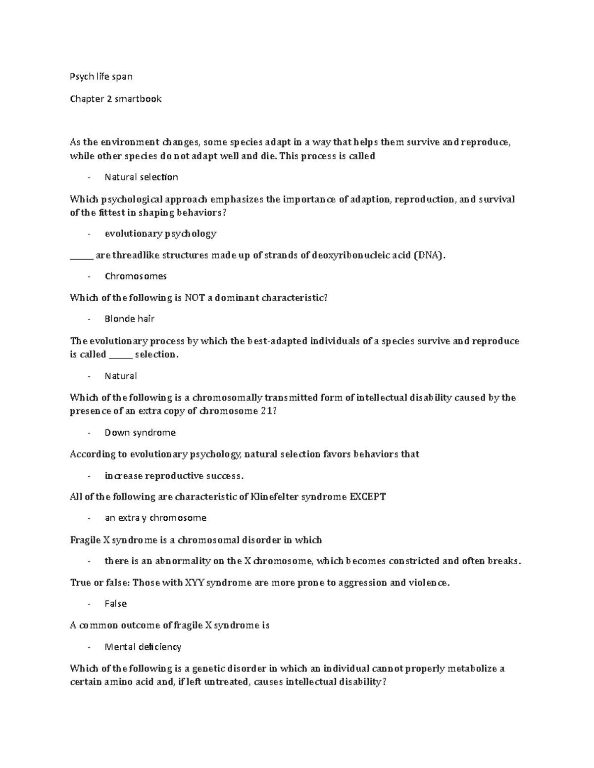 Psych life span- chapter 2 smartbook - Psych life span Chapter 2 ...