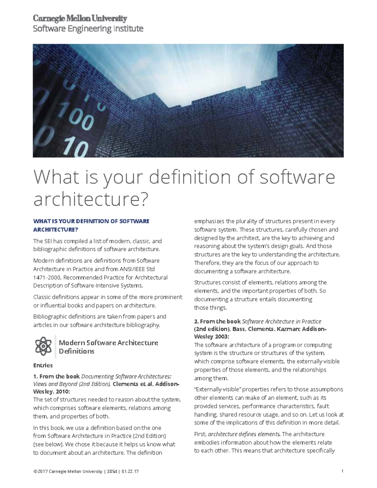 Lectura 01 - Definition of Software Architecture - WHAT IS YOUR ...