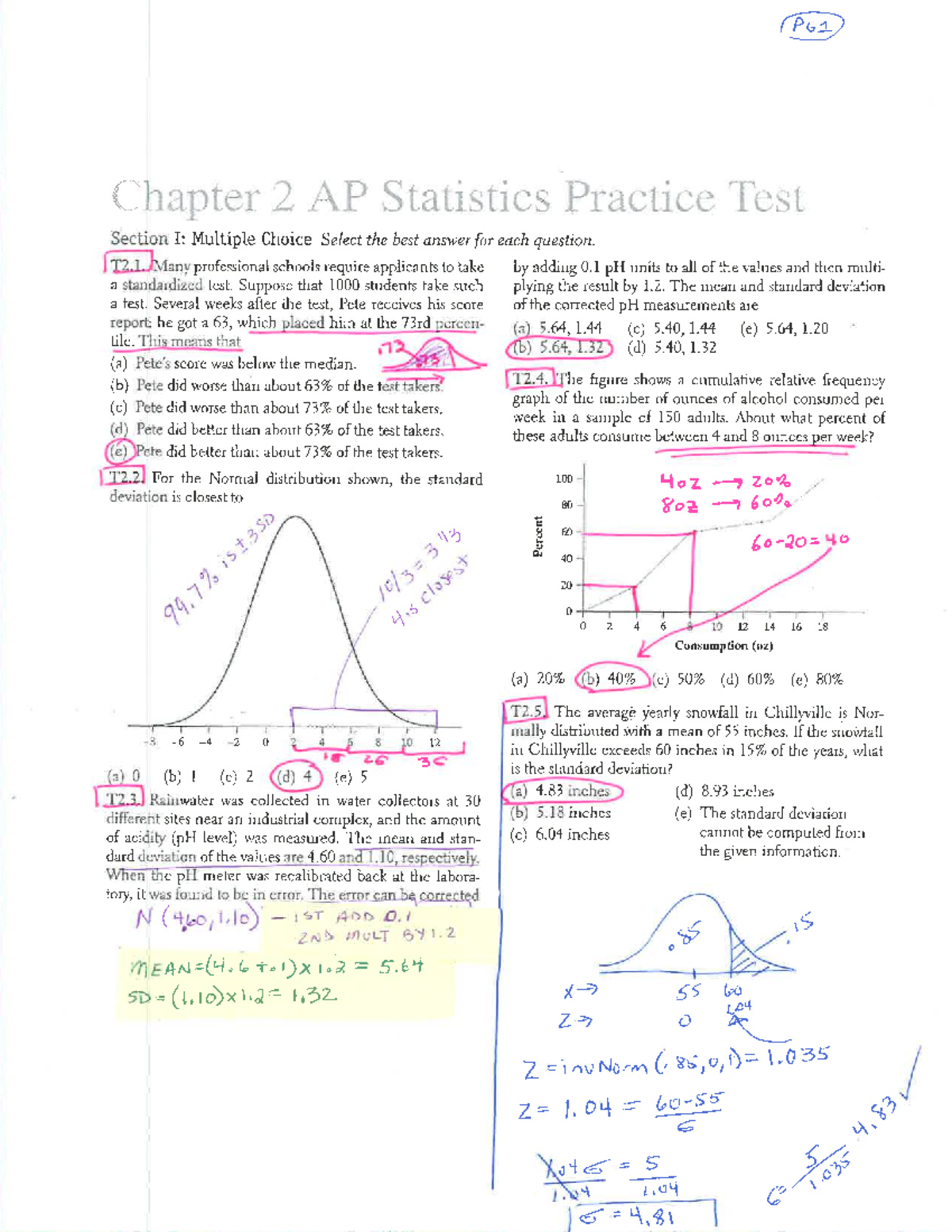 AP Stats R2 HW Key - Homework study sheet (different notes) - PG1 ...