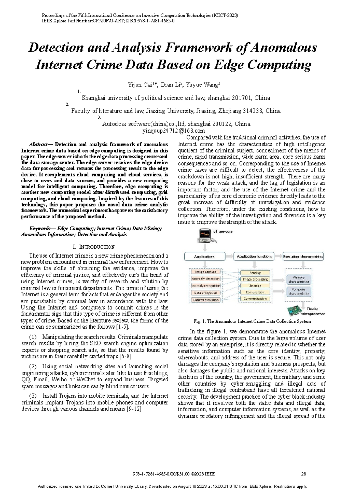 Detection And Analysis Framework Of Anomalous Internet Crime Data Based On Edge Computin